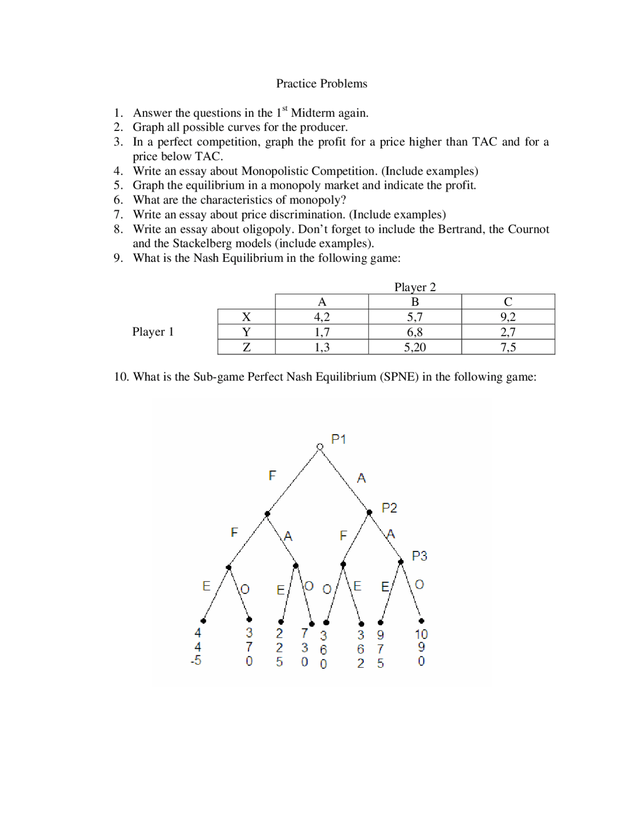 Practice Problems Introduction To Microeconomics Econ 201 Docsity