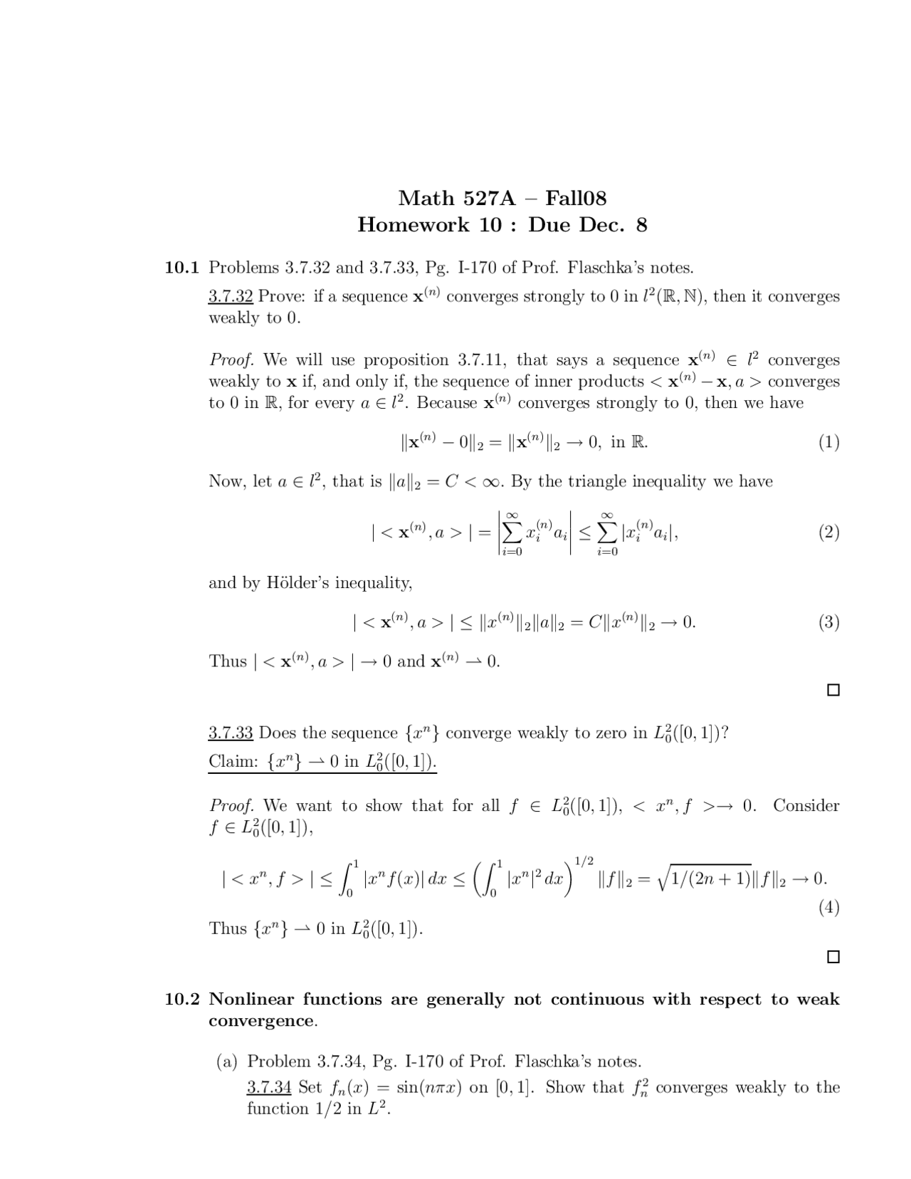 Solutions For Assignment 10 Principles Of Analysis Math 527a Docsity