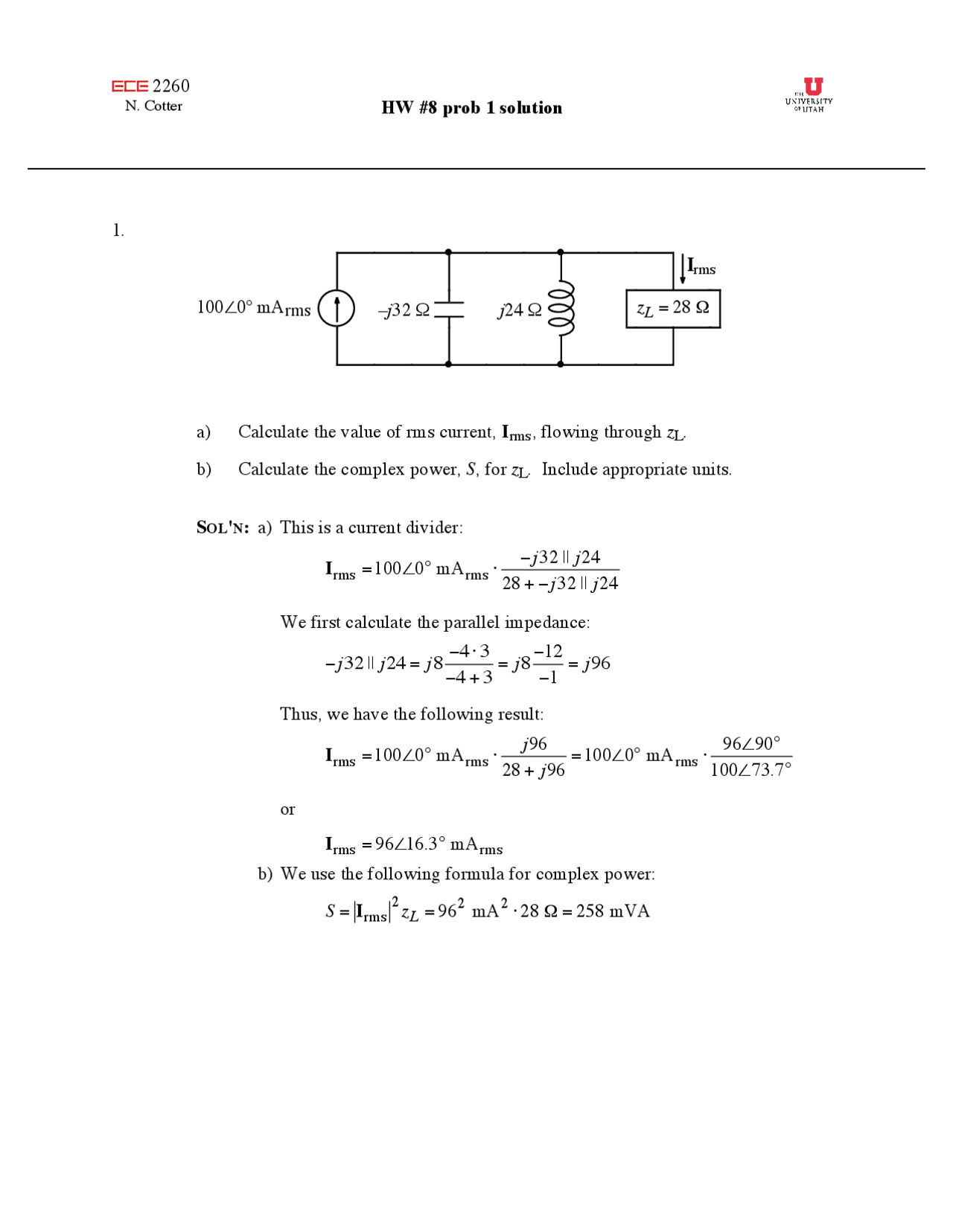Fundamentals Of Electric Circuits Solutions To Homework 8 Ece 2260