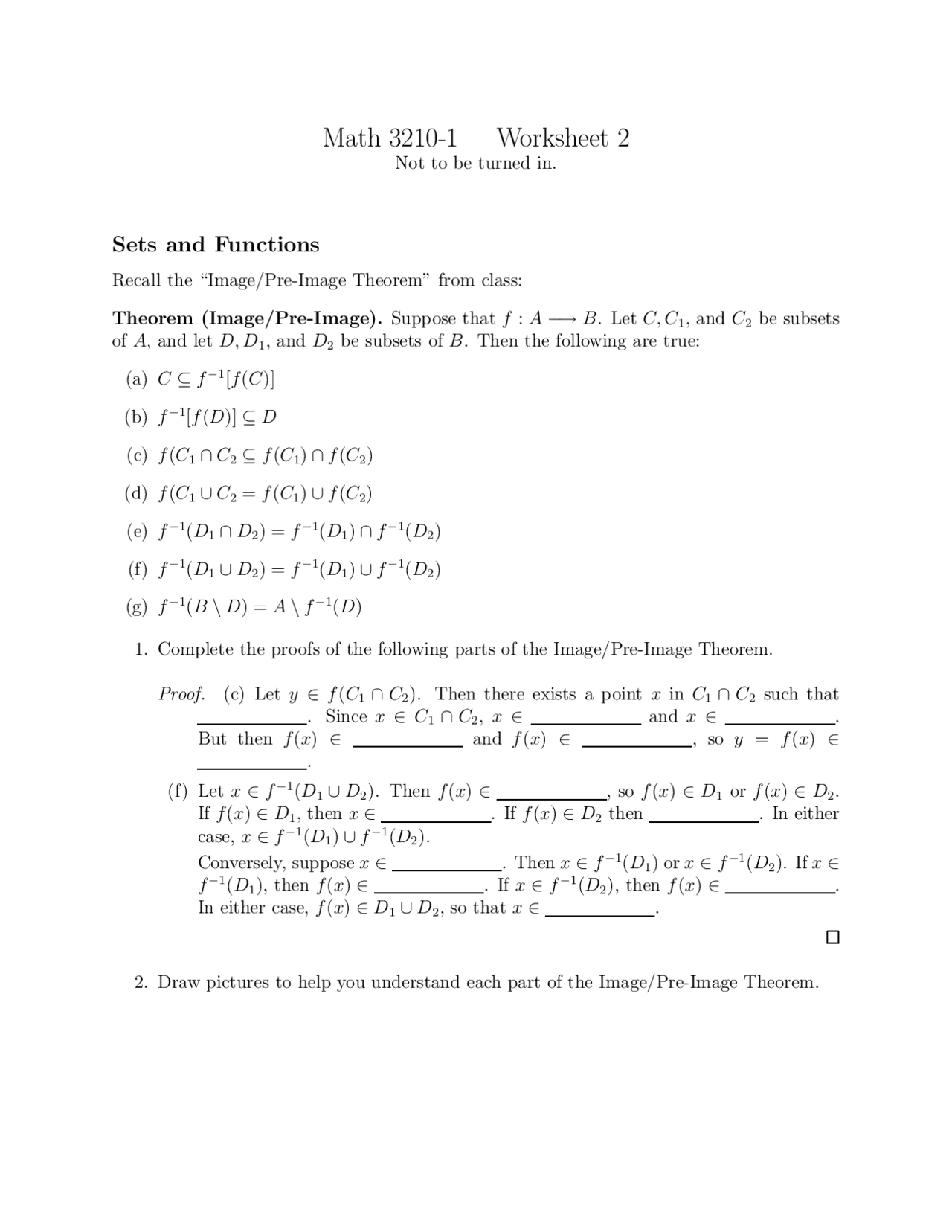 Sets And Functions In Fundamentals Analysis I Assignment 2 Math