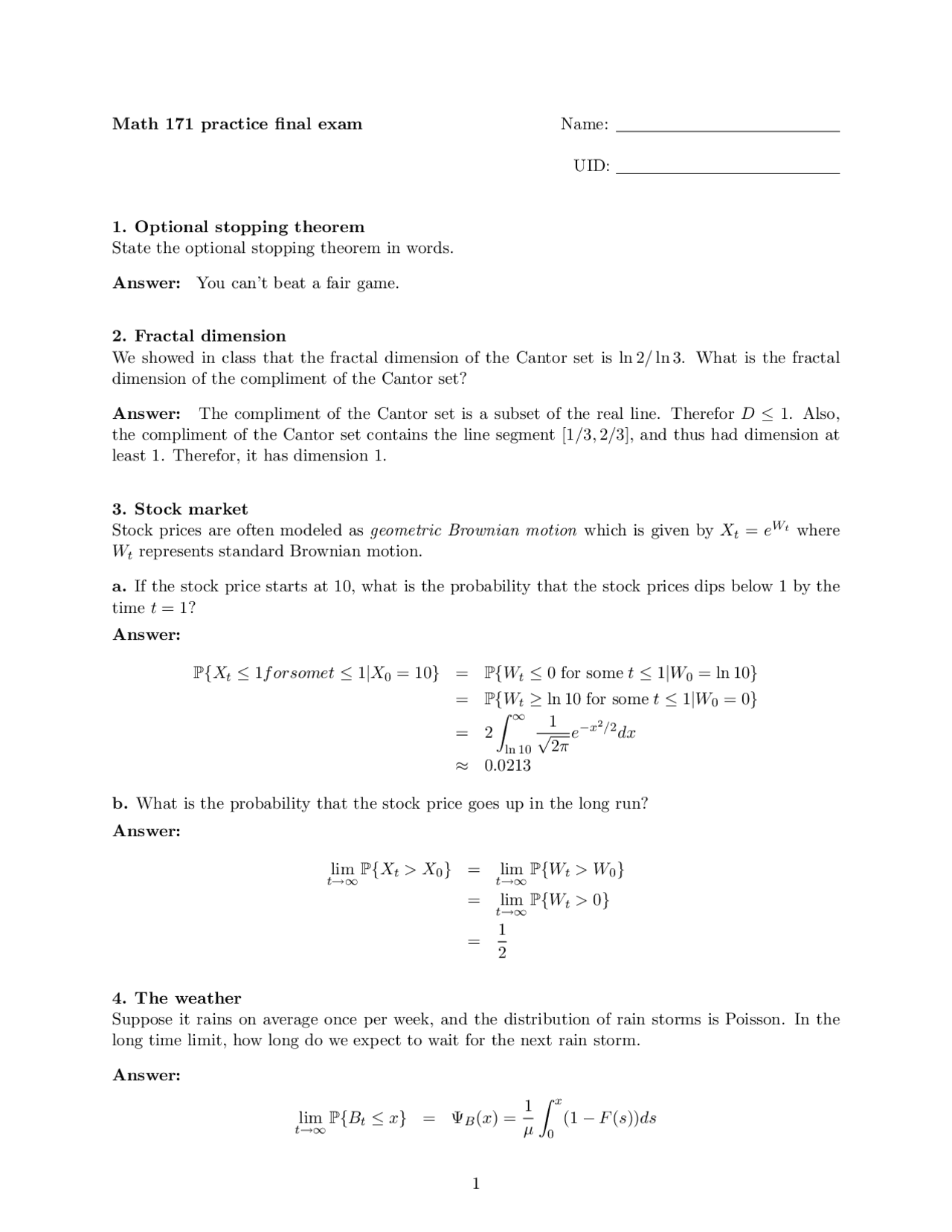 Practice Final Exam for Cryptography | MATH 0209A - Docsity