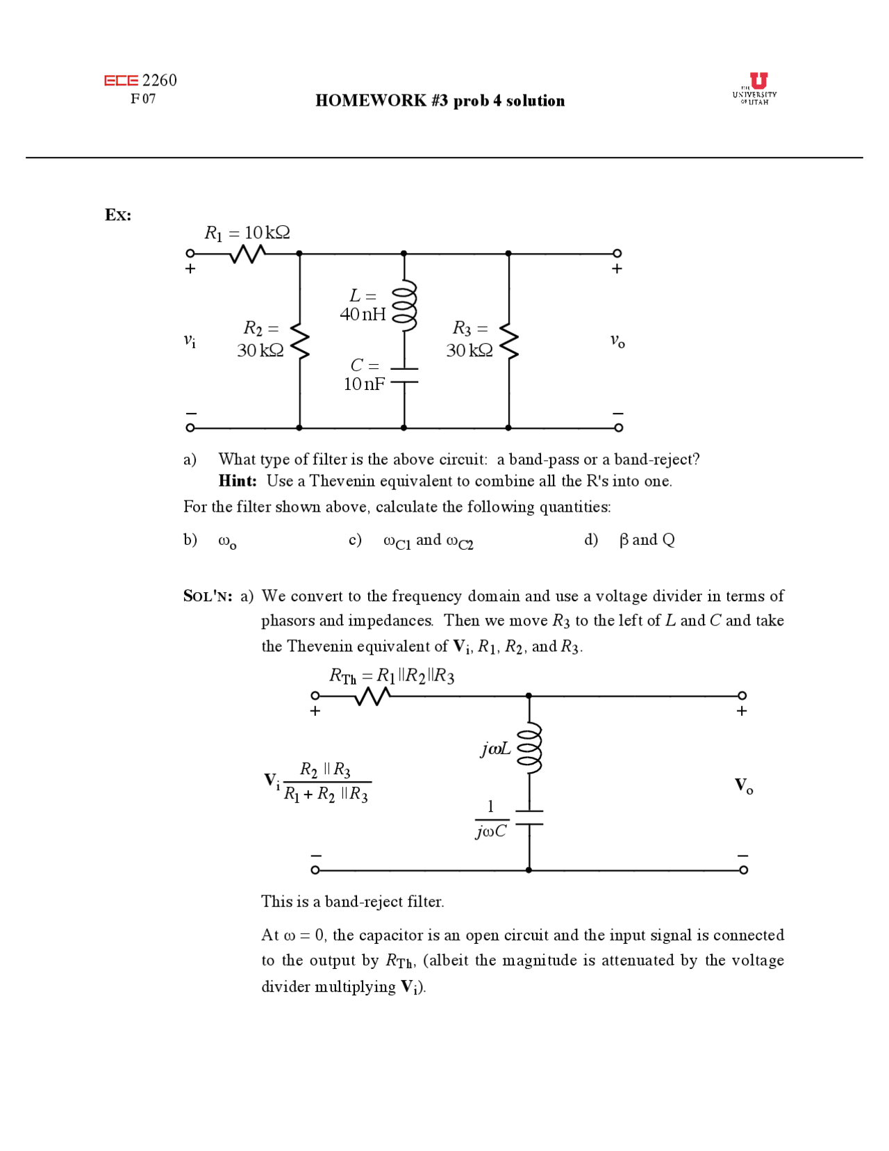 Homework 3 With Solutions Fundamentals Of Electric Circuits Ece