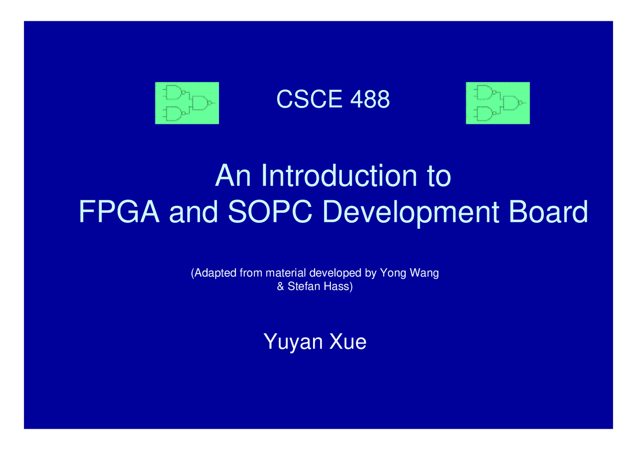 An Introduction to FPGA and SOC Development Board | CSCE 488 - Docsity