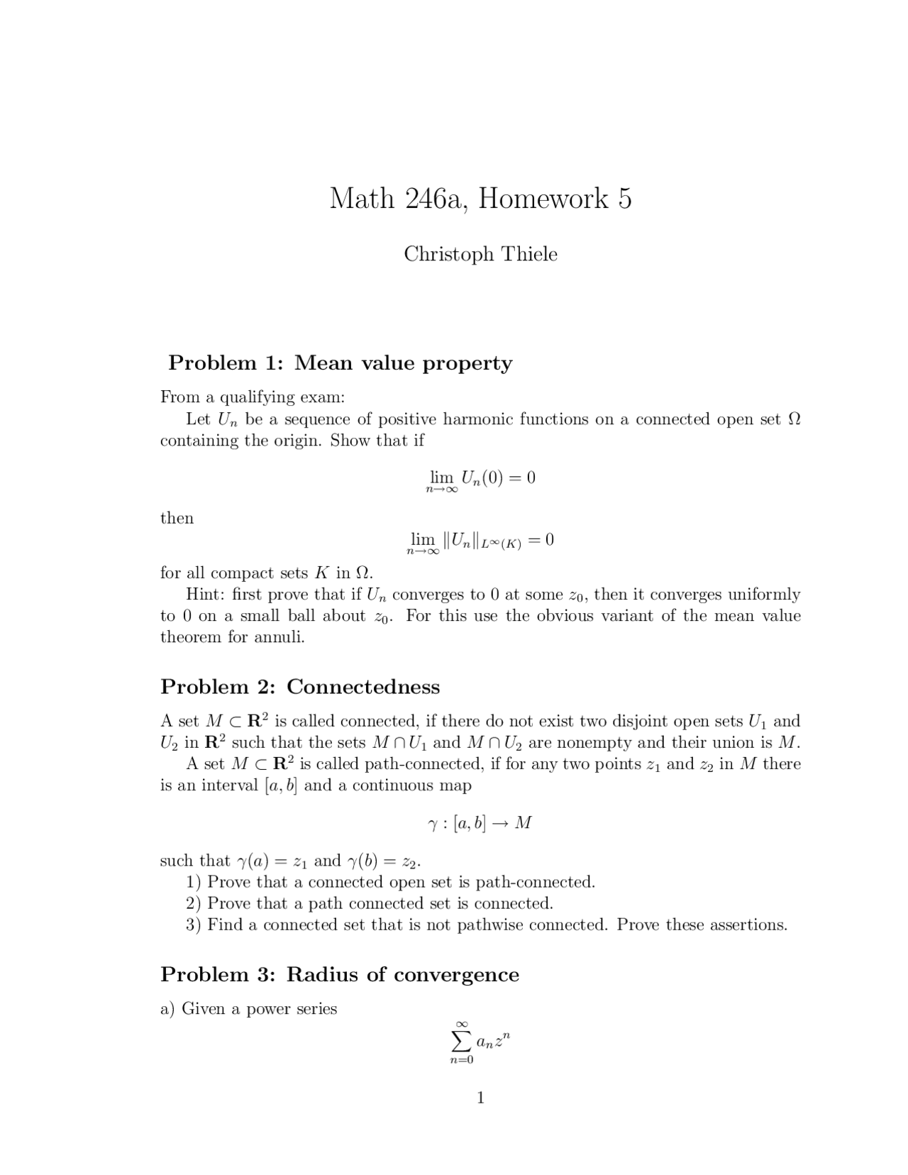 Assignment 5 With Solutions Complex Analysis Math 246a Docsity