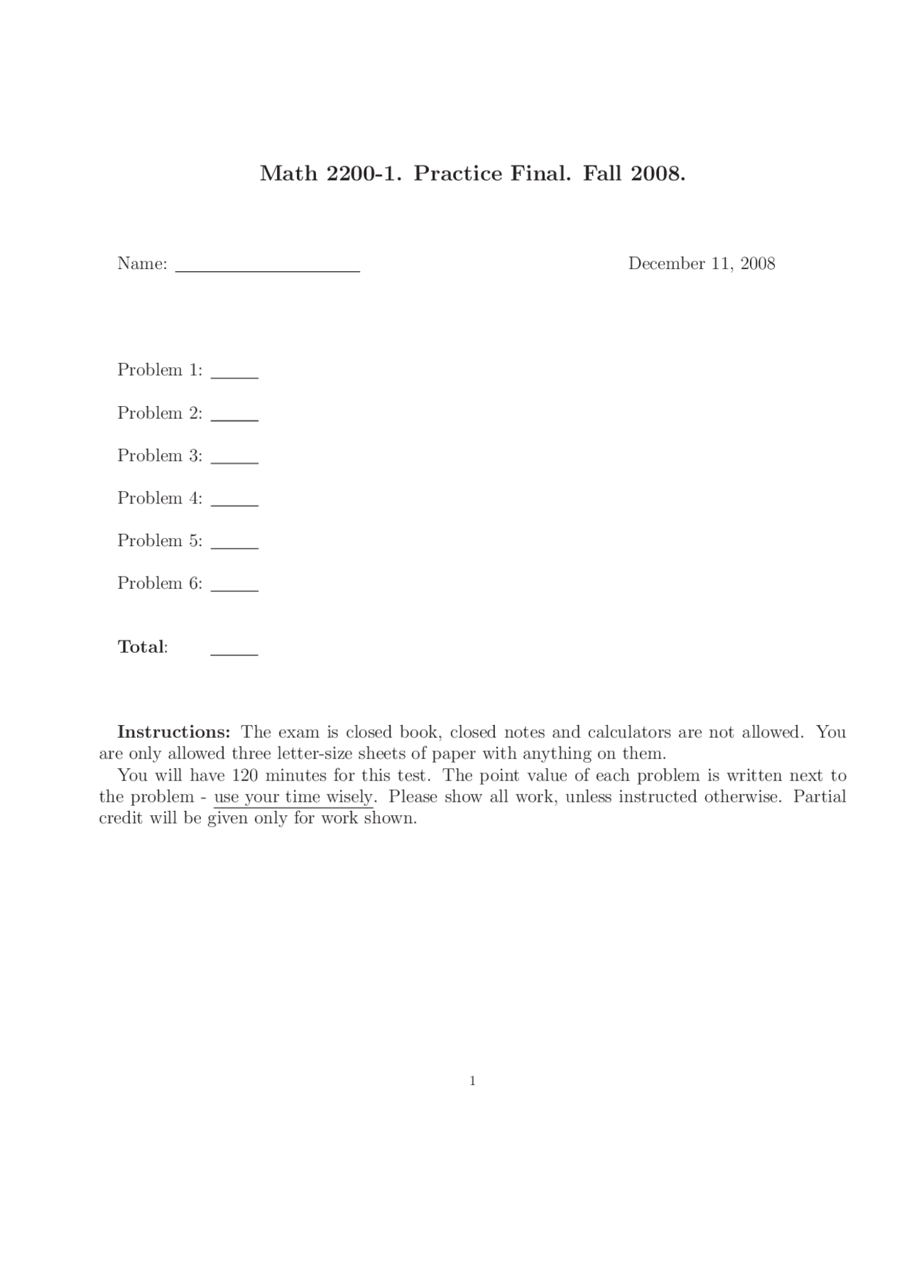 6 Practice Problems Final Exam Discrete Mathematics Math 2200 Docsity