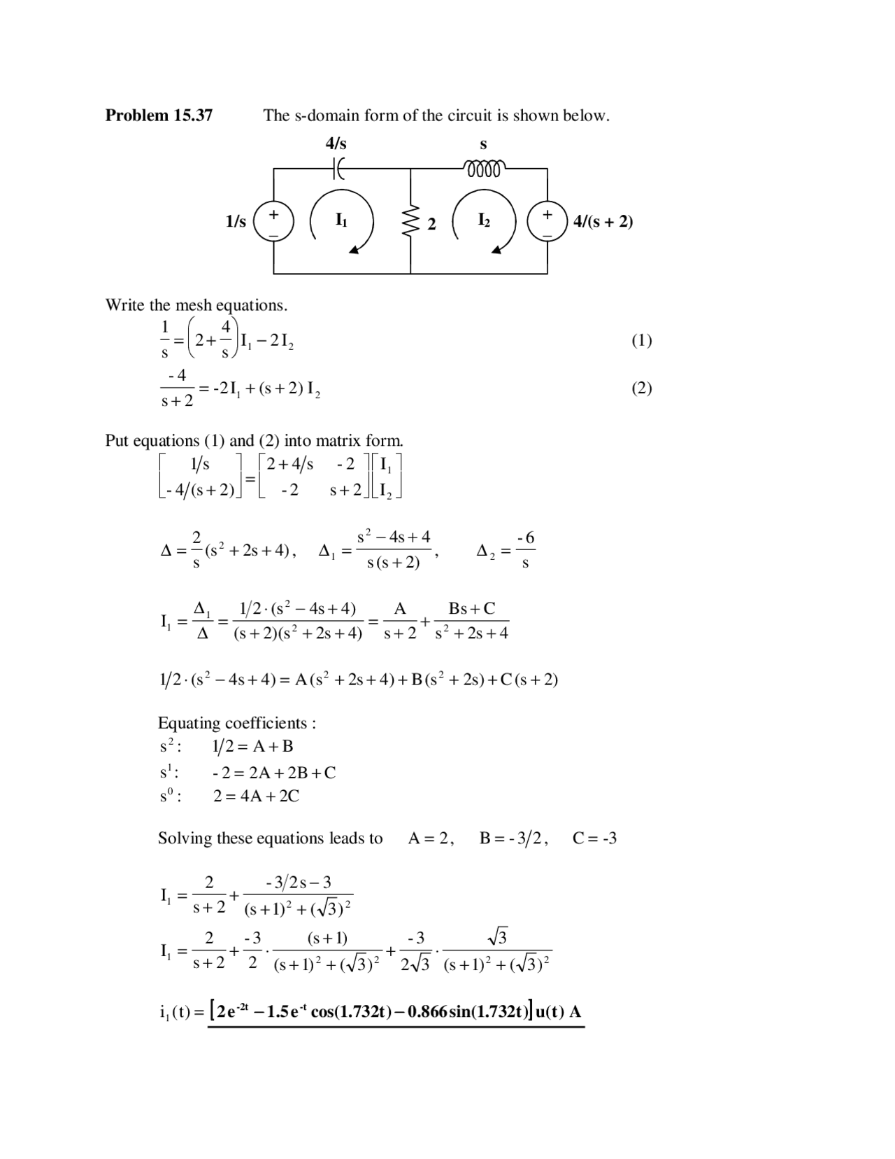 Electrical Fundamentals Iii Assignment 5 Solutions Engr 203 Docsity