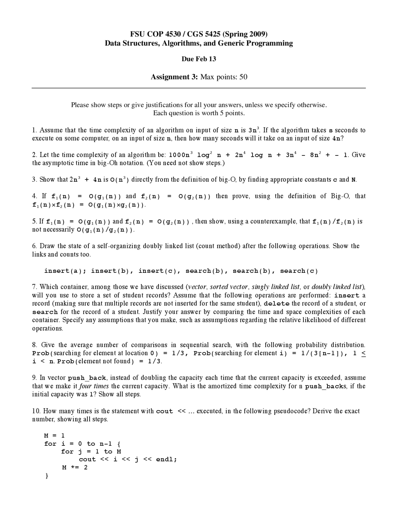 Assignment 3 On Data Structure Algorithm And Generic Programming