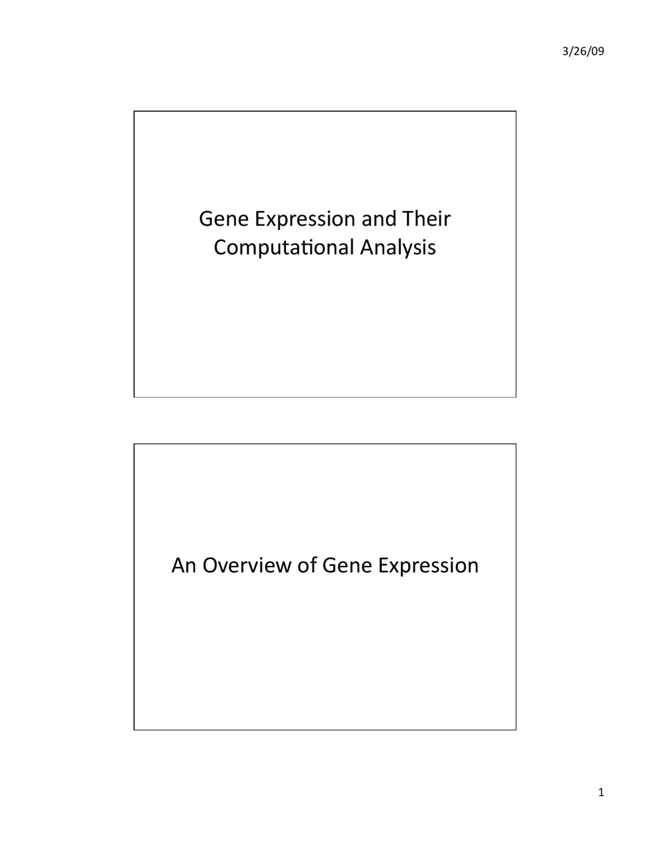 Gene Expression And Their Computational Analysis Csc 210 Docsity