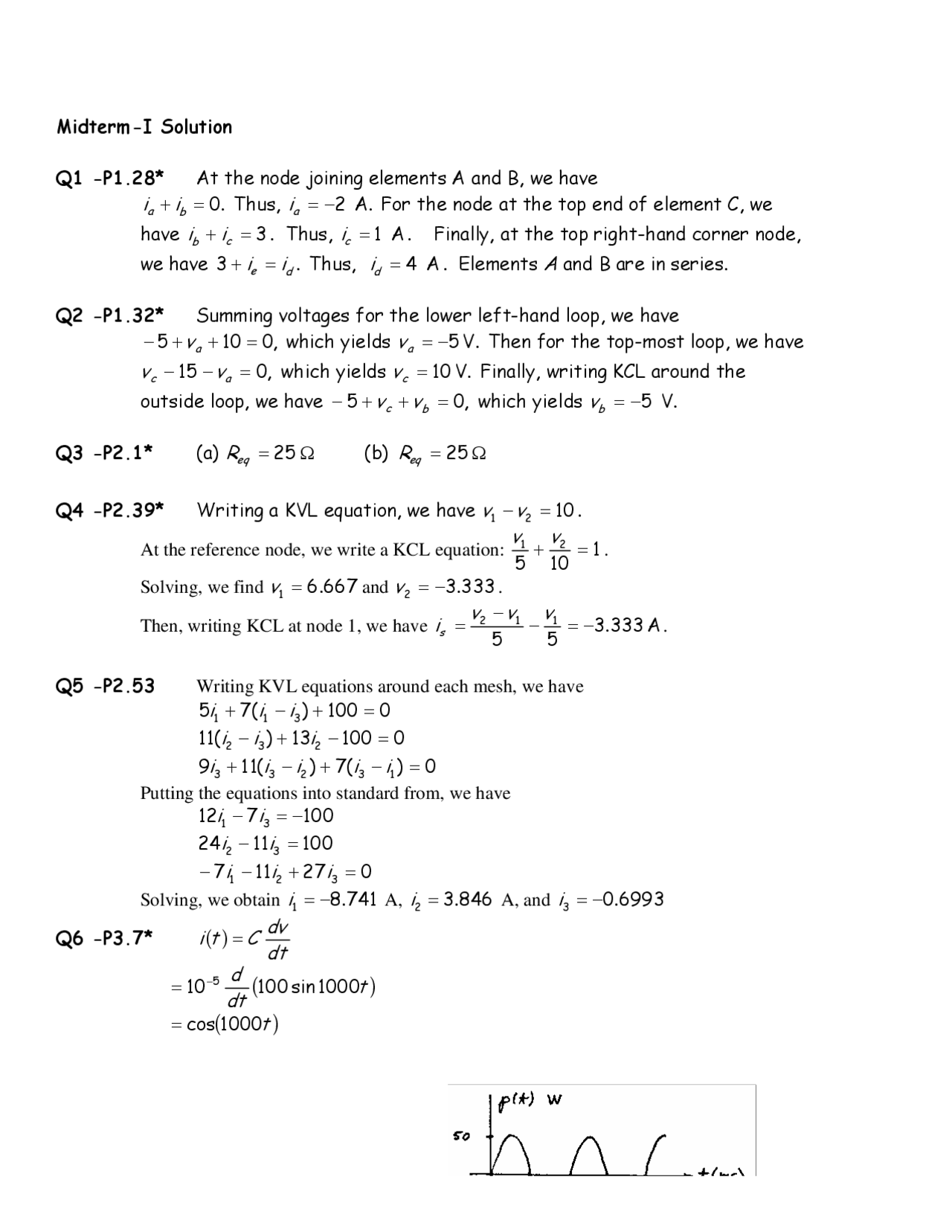 Midterm Exam 1 With Solution Electrical Engineering Concepts Ee 100