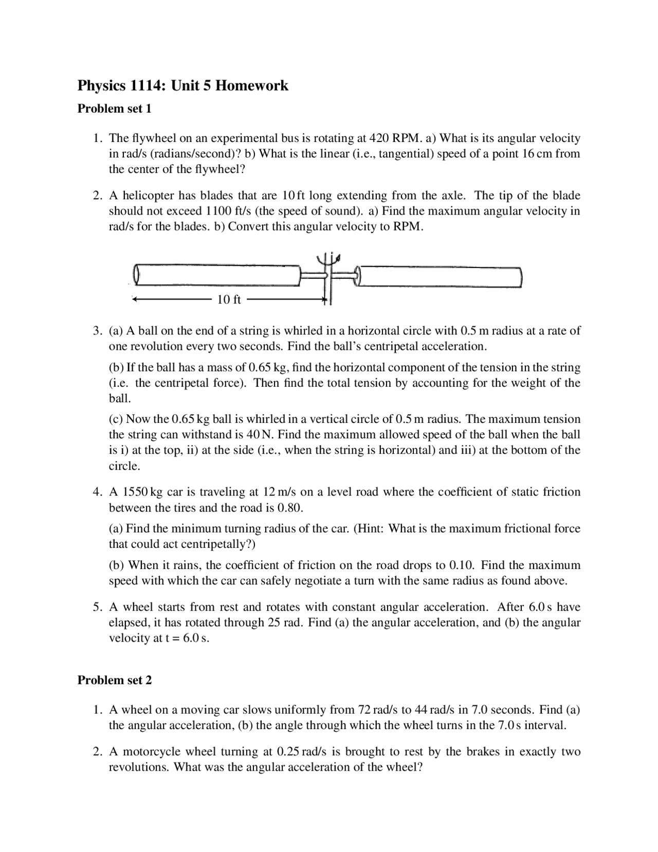 General Chemistry For Science Problems For Assignment 1 Phys 1114