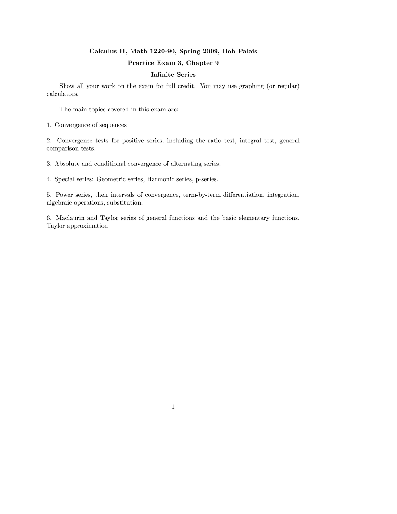 5 Problems On The Geometric Series Examination 3 Math 1220 Docsity