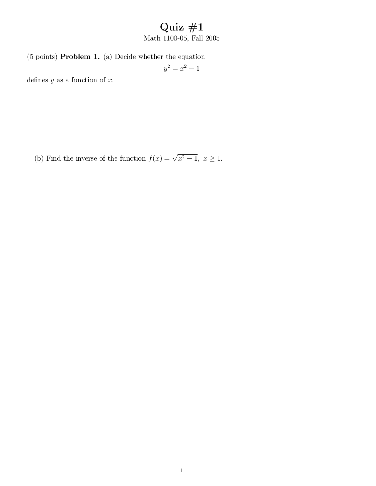 Practice Quiz 1 Quantum Analysis Math 1100 Quizzes Técnicas