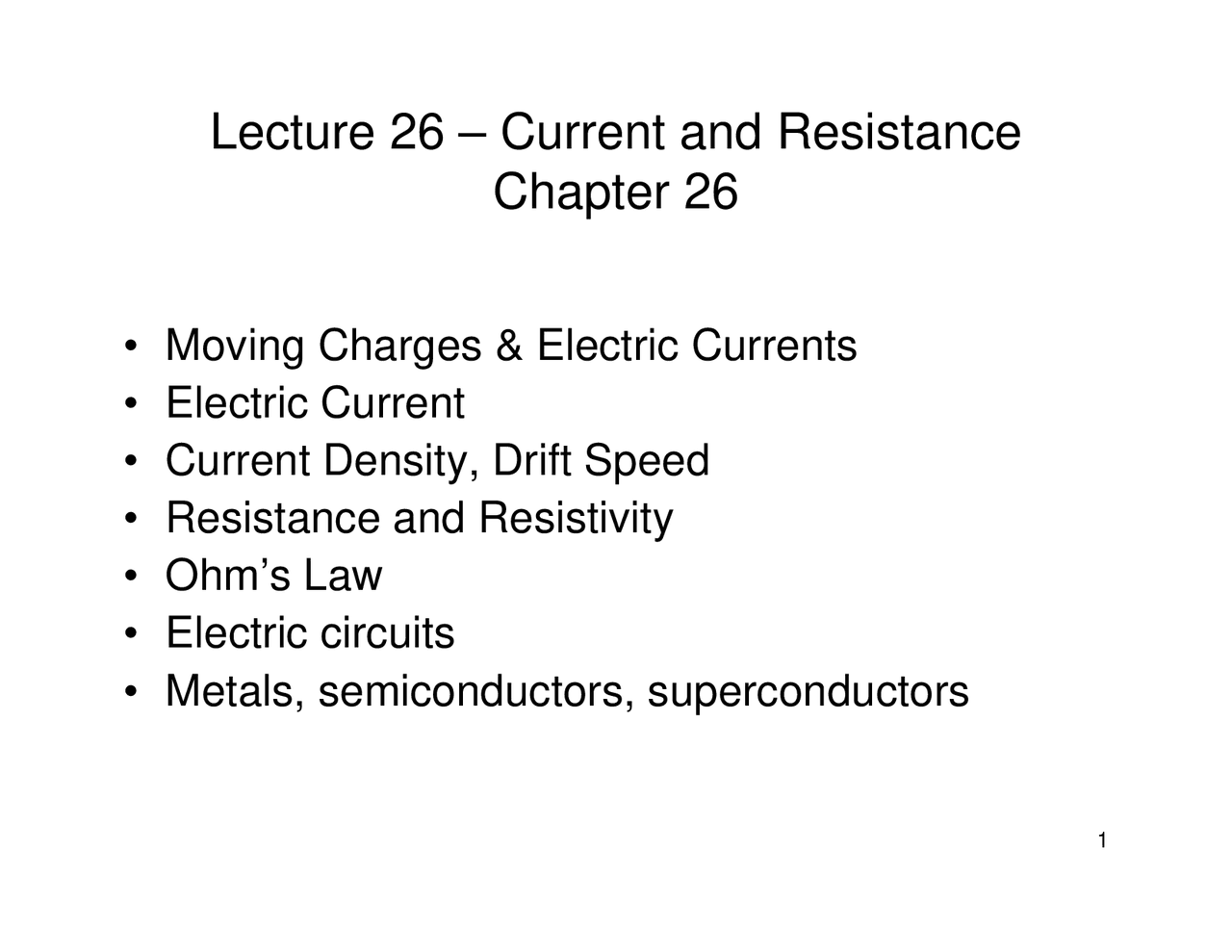 Current And Resistance Lecture Slides University Physics Ii Phy