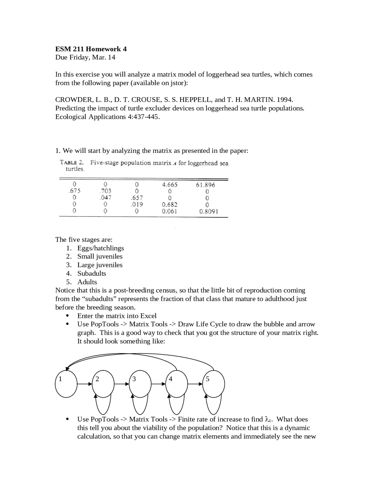 Homework 4 Problem Set For Applied Population Ecology Esm 211 Docsity