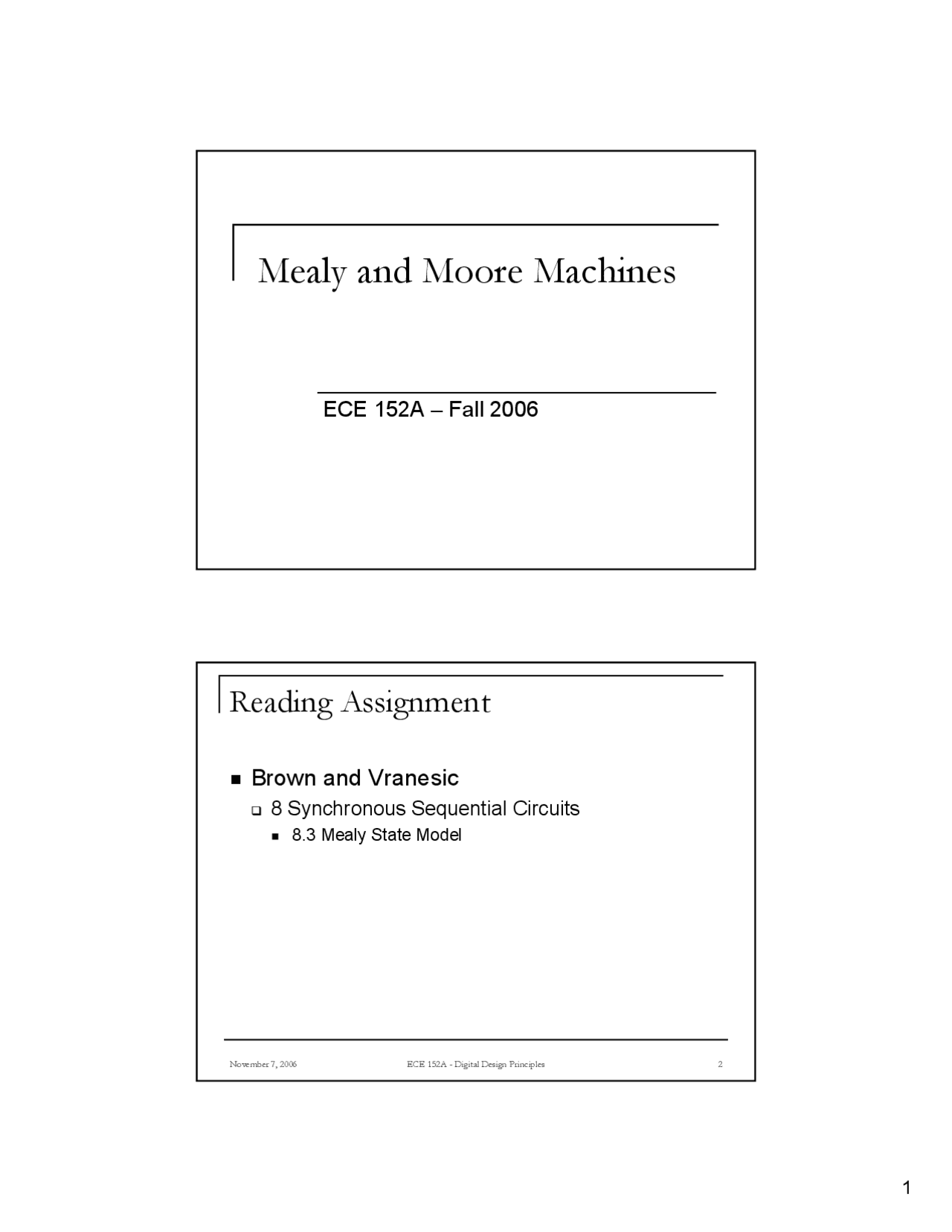 Mealy And Moore Machines Neurobiology Ii Slides Mcdb 152 Docsity