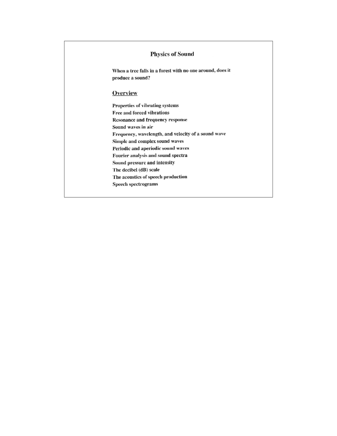 Physics Of Sound Lecture Slides Psy 341k Docsity