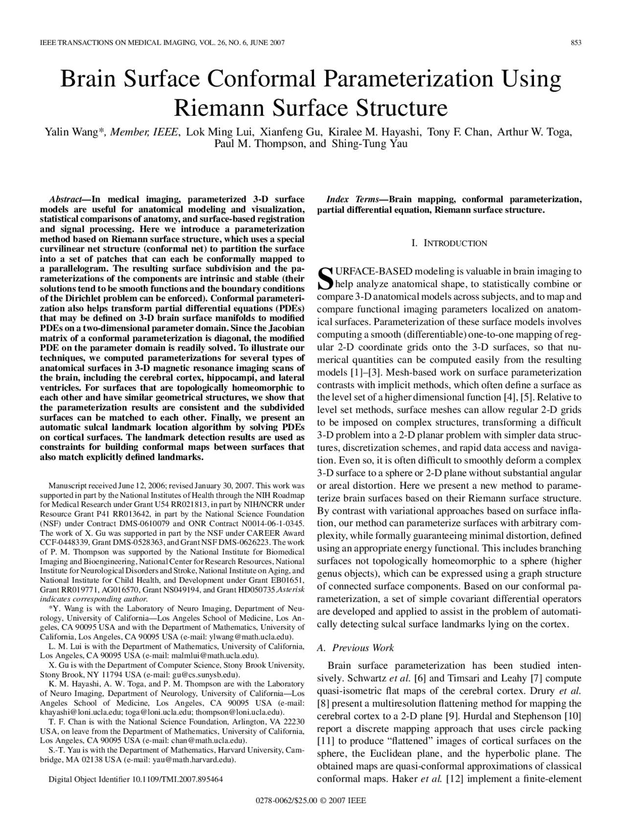 Brain Surface Conformal Parameterization Using Riemann Surface