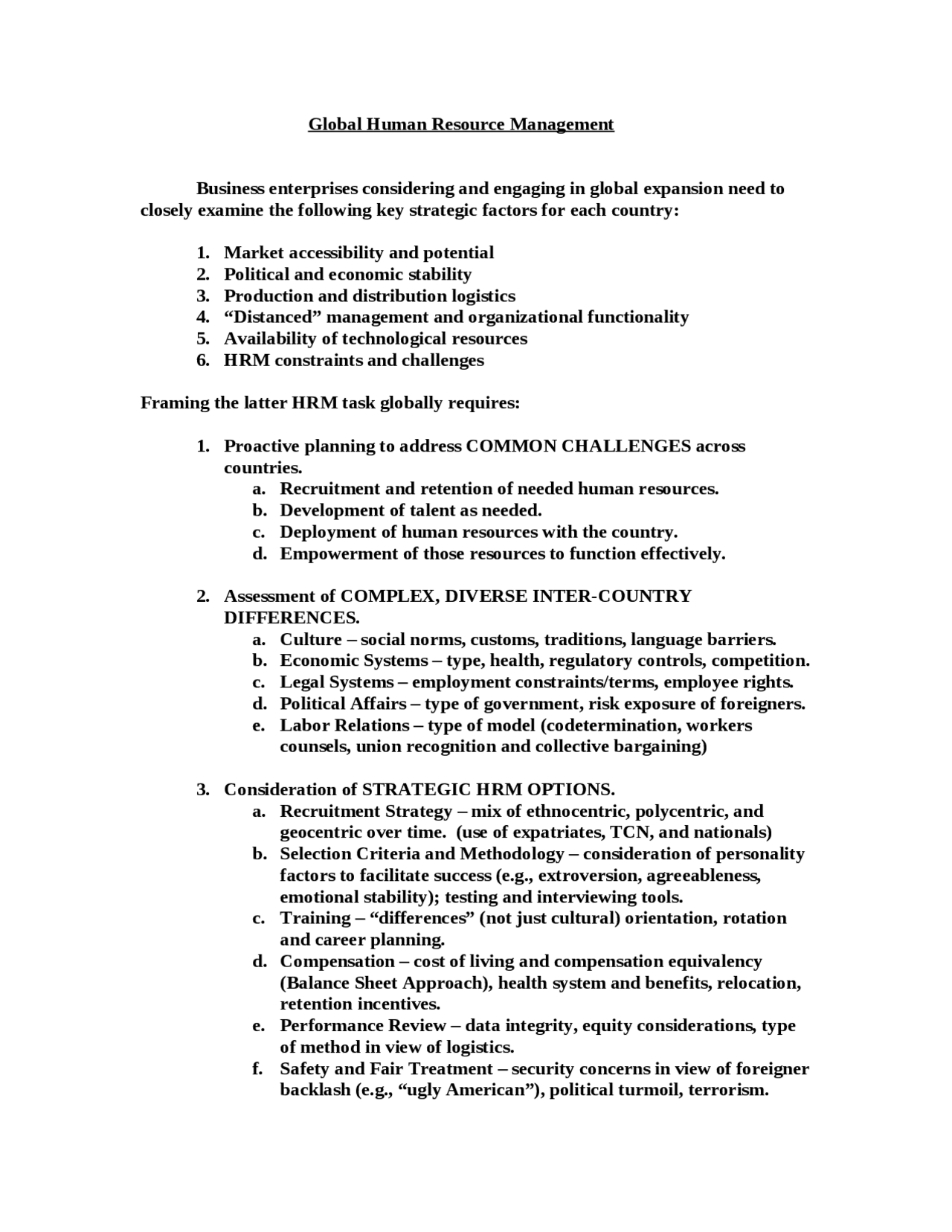 Global Human Resources Management | BA 453 - Docsity