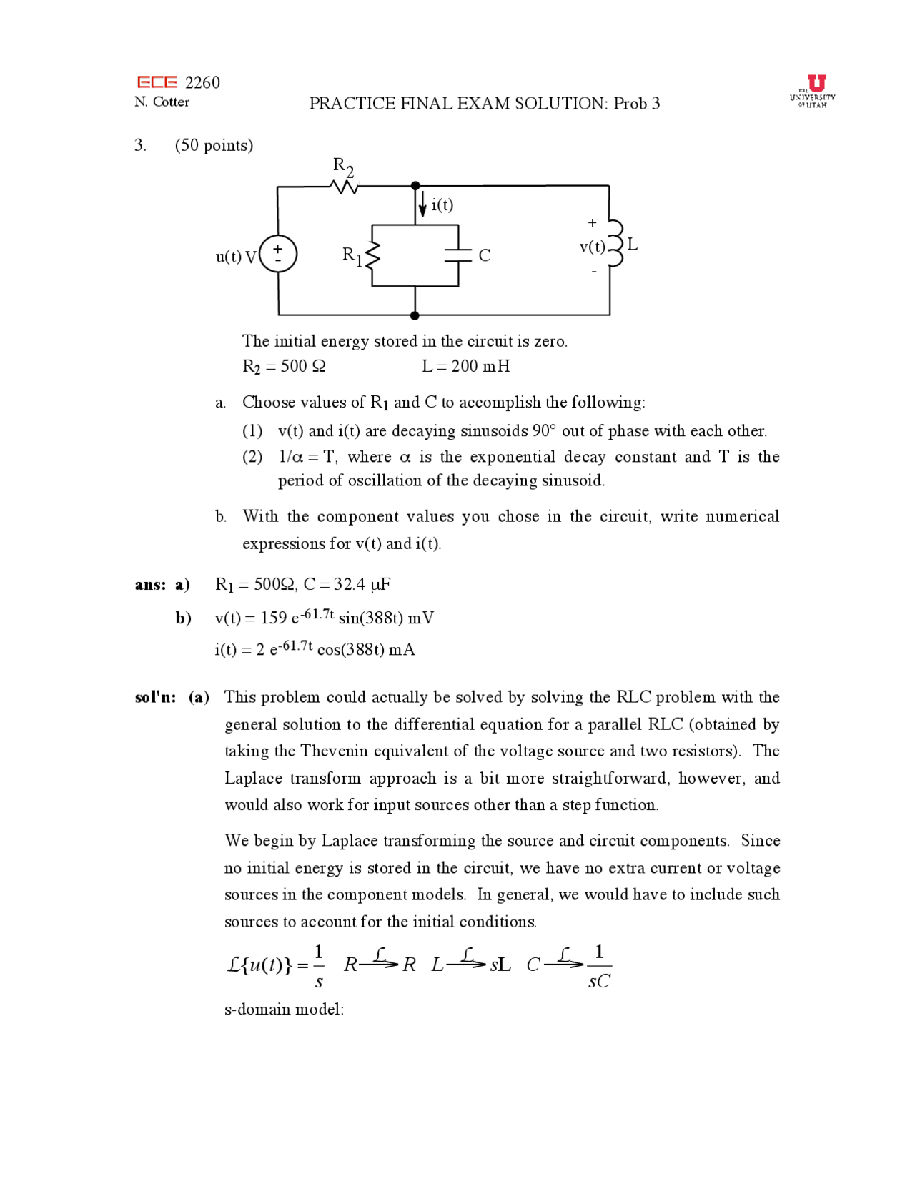 Practical Final Exam With Solution Fundamentals Of Electric Circuits