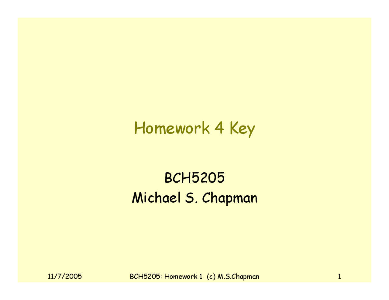 Homework 4 Answers Key Structure And Function Enzymes Bch 5505
