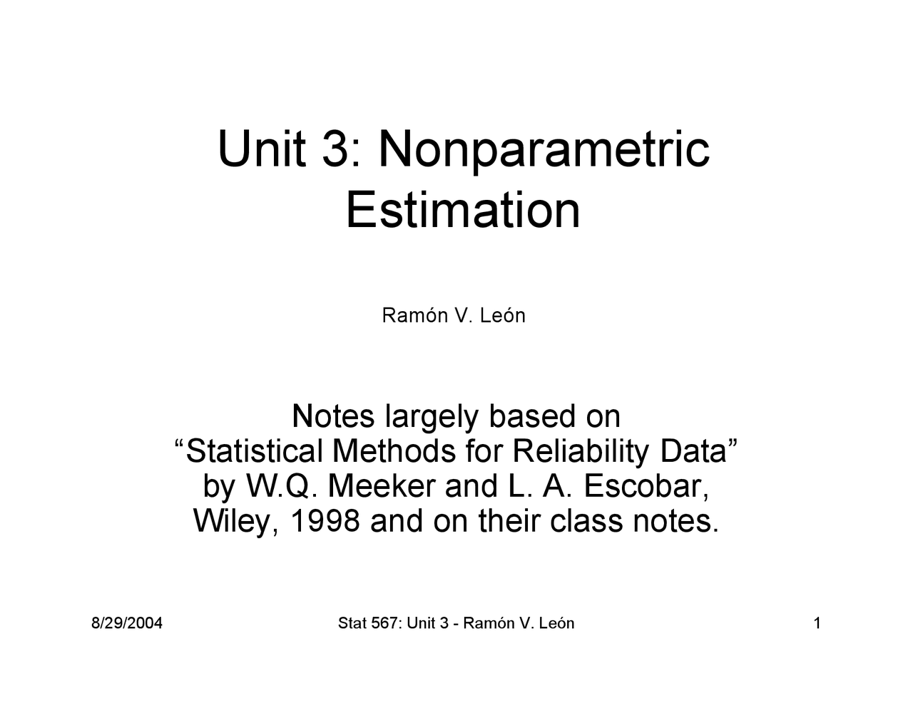 Lecture Notes On Nonparametric Estimation Stat 567 Docsity