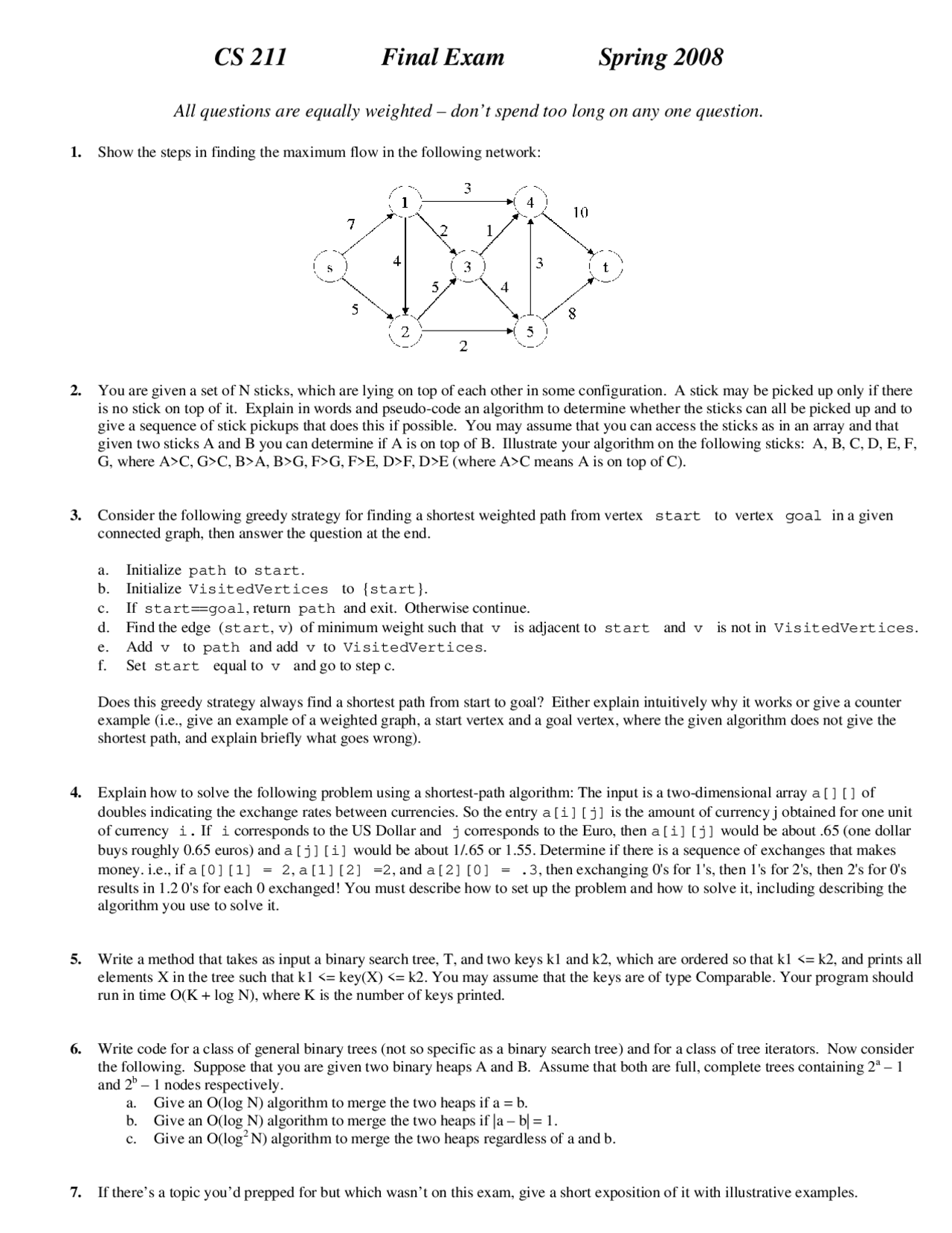7 Questions On Object Oriented Programming Final Exam Cs 2110 Docsity