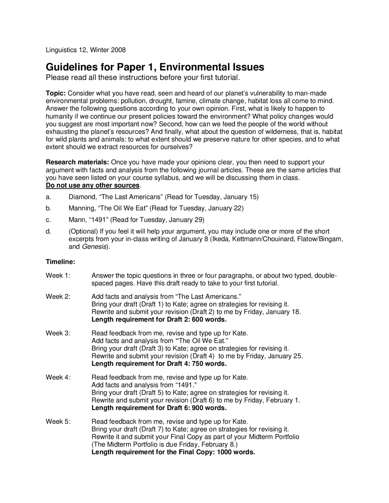 The Guidelines on the Environmental Issues - Paper 1 | LING 12 - Docsity
