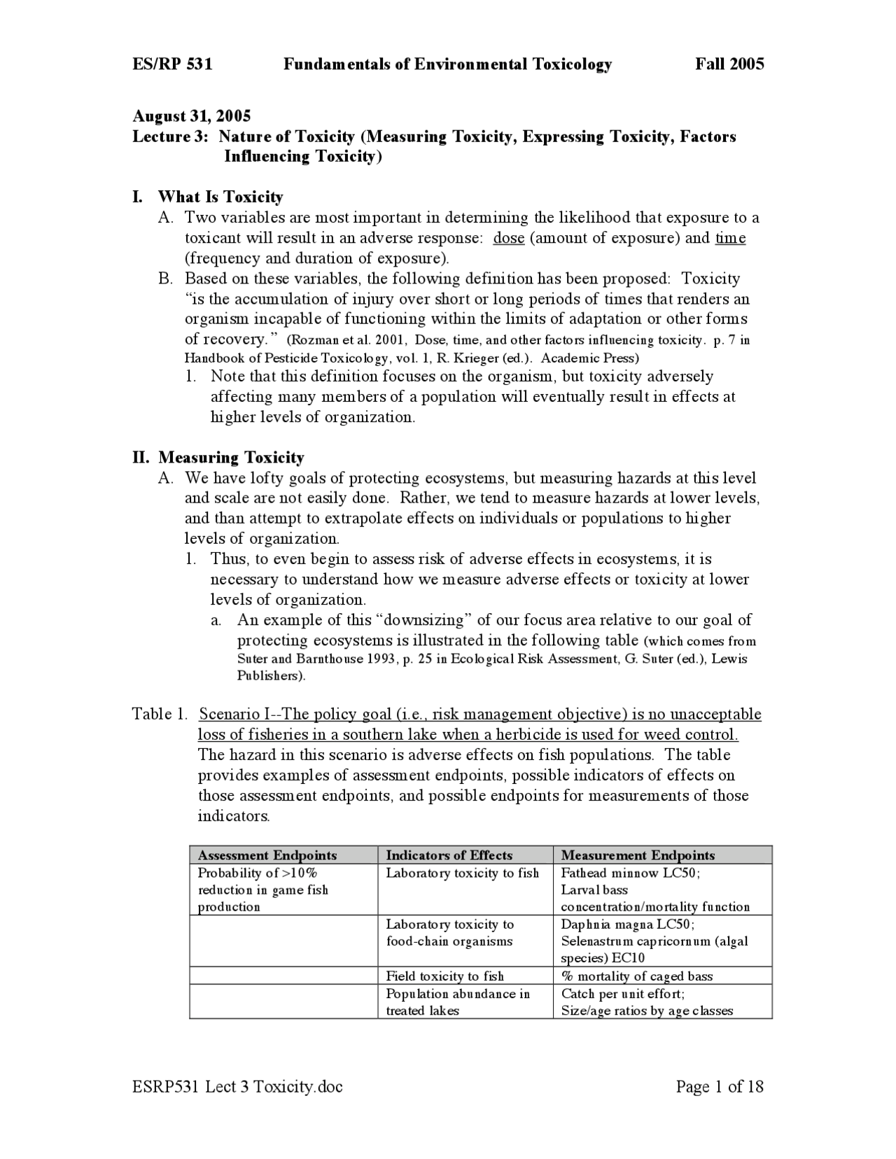 Notes On Nature Of Toxicity Fundamentals Of Environmental Toxicology