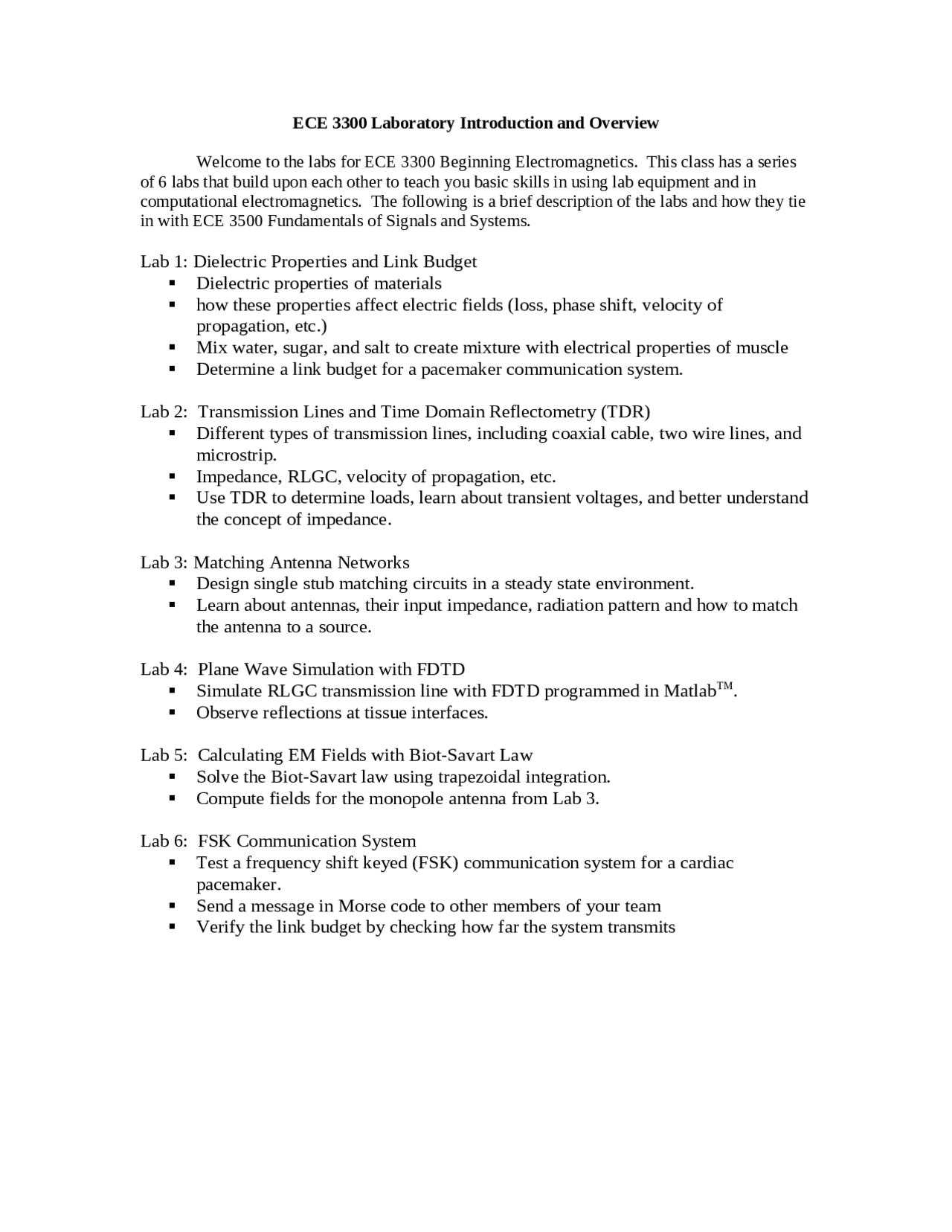 Lab 1 For Introduction To Beginning Electromagnetics Ece 3300 Docsity