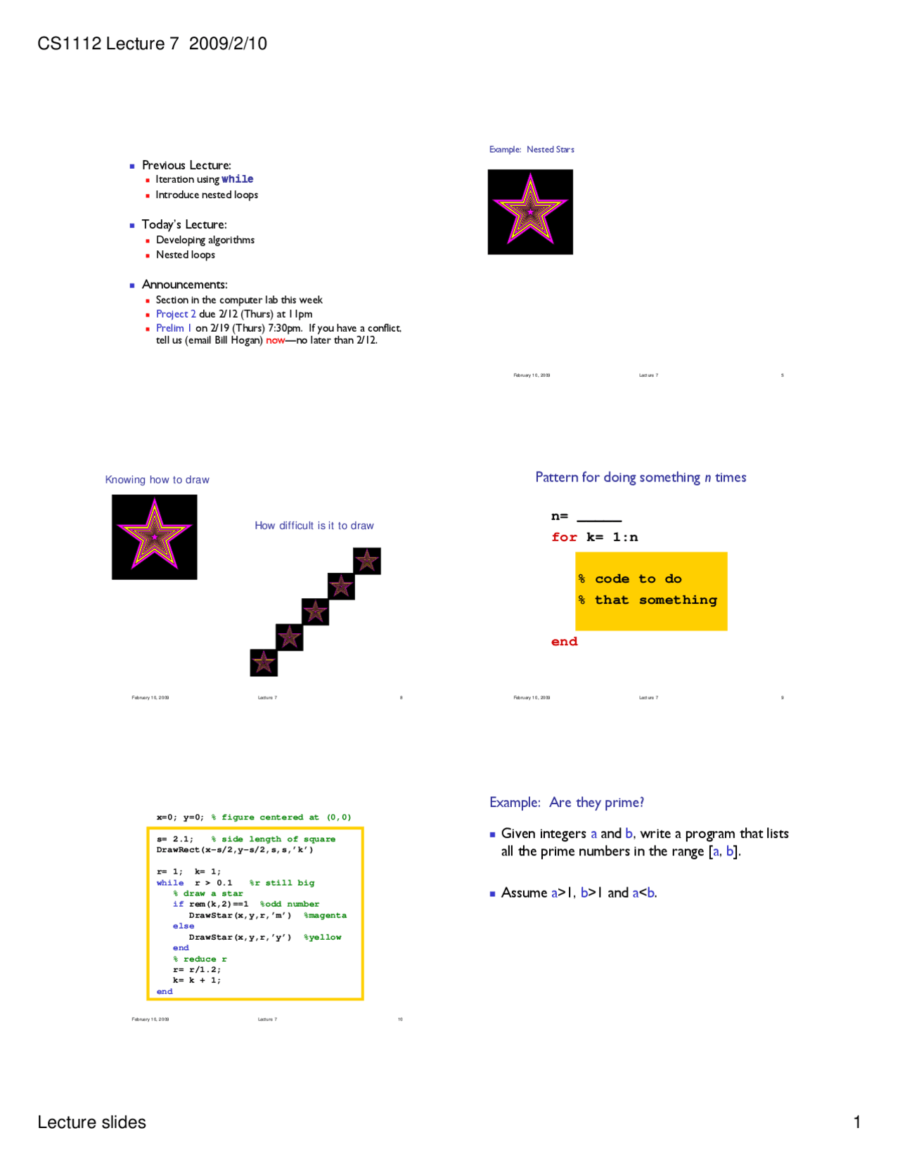 Developing Algorithms Nested Loops Lecture Slides Cs 1112 Docsity 1584