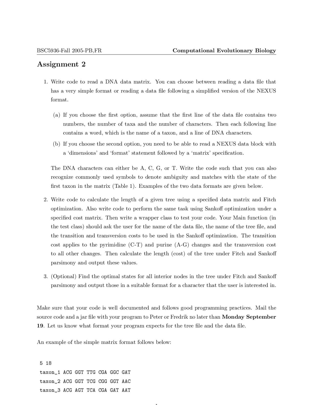 Questions On Computational Evolutionary Biology Assignment 2 Bsc