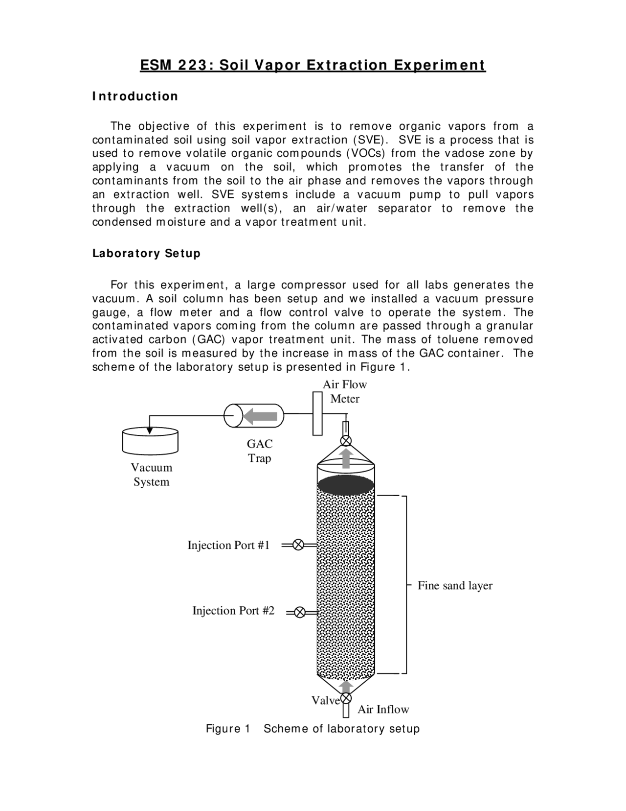 Soil Vapor Extraction Experiment - Elementary Portuguese | PORT 1 - Docsity