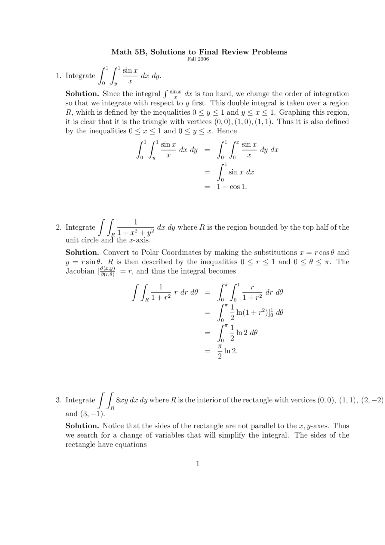Solutions To Final Review Problems Music Theory Mus 5b Docsity