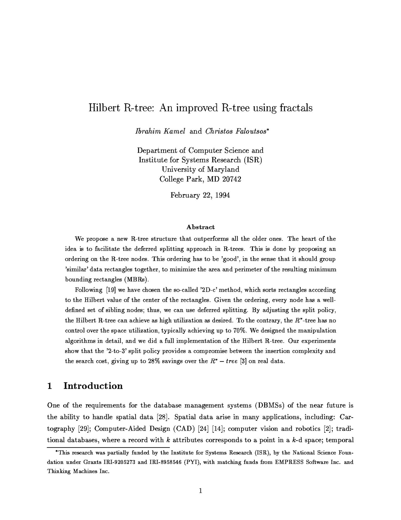 An Improved R Tree Using Fractals Paper 1 Cis 5930 Docsity