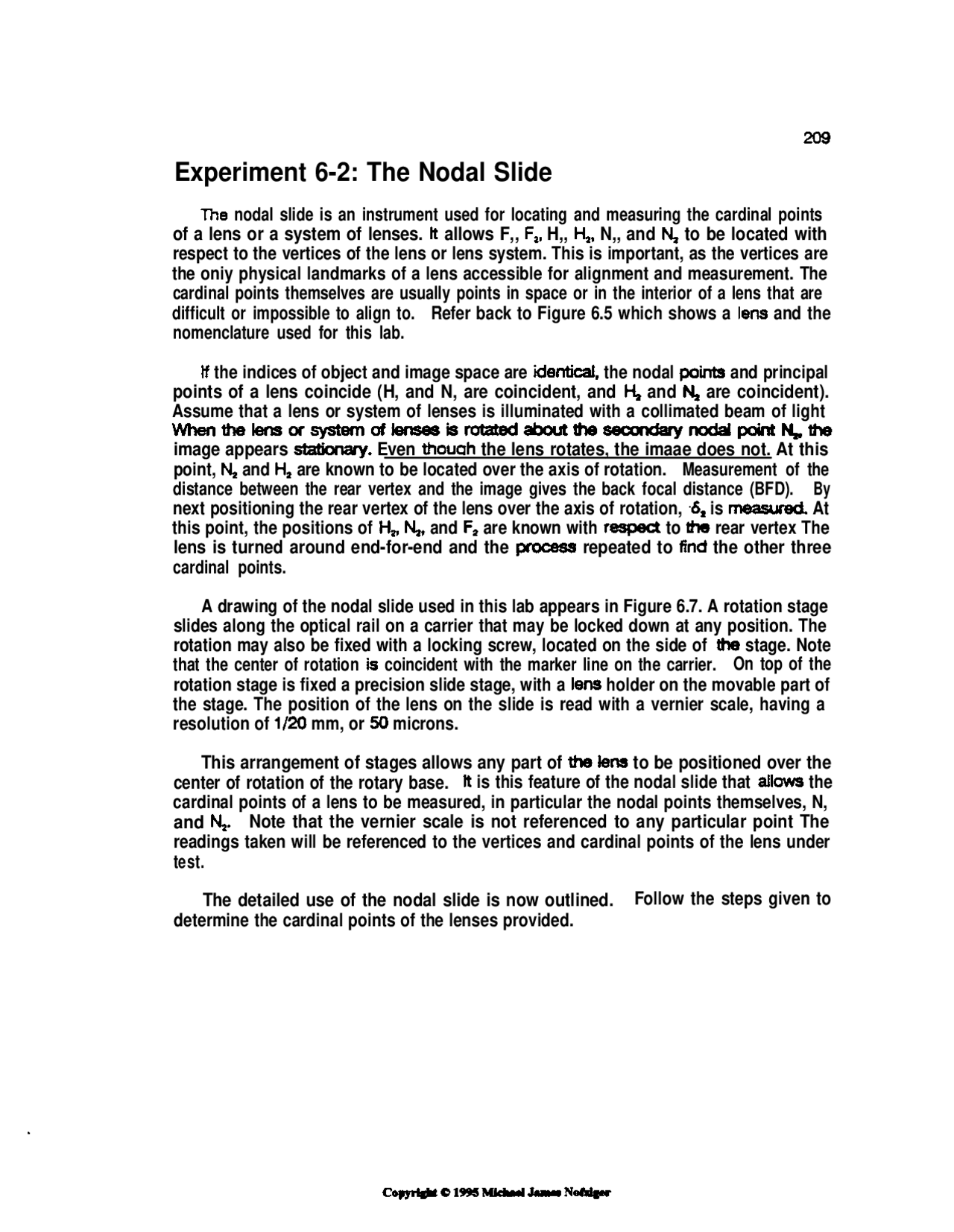 The Nodal Slide Fundamentals Of Applied Optics Laboratory Opti 510l