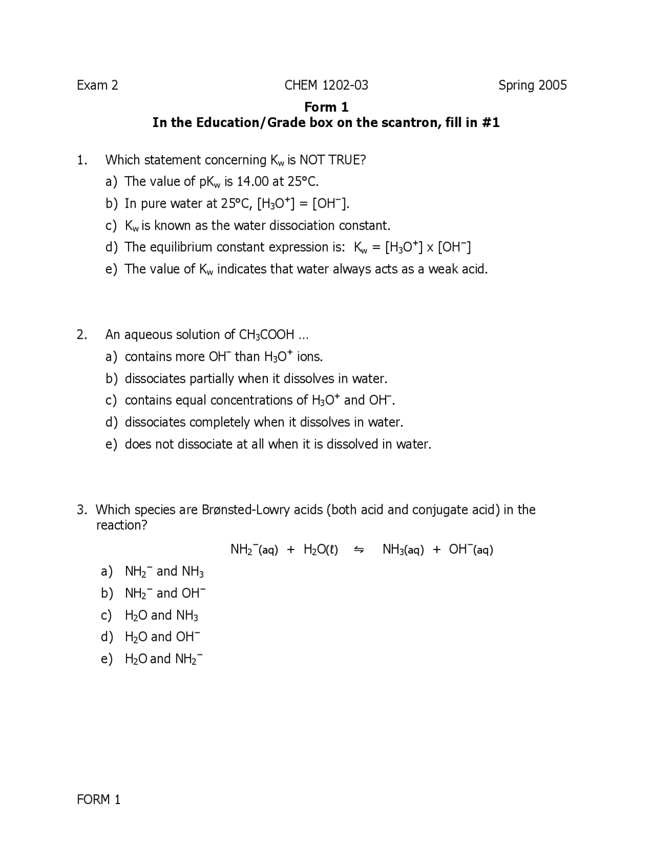21 Questions With Solutions In Exam 2 General Chemistry Chem 1202