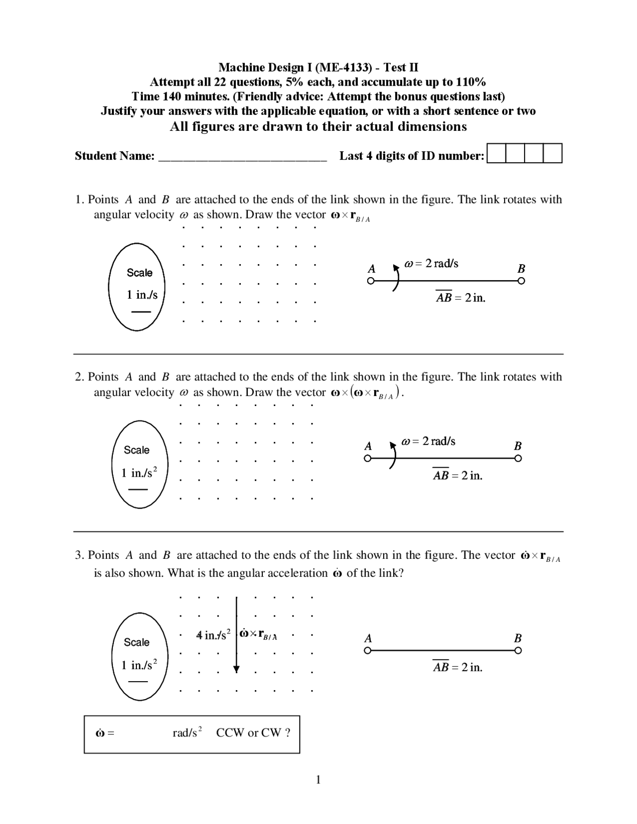 Machine Design I Exam With 22 Questions Me 4133 Docsity