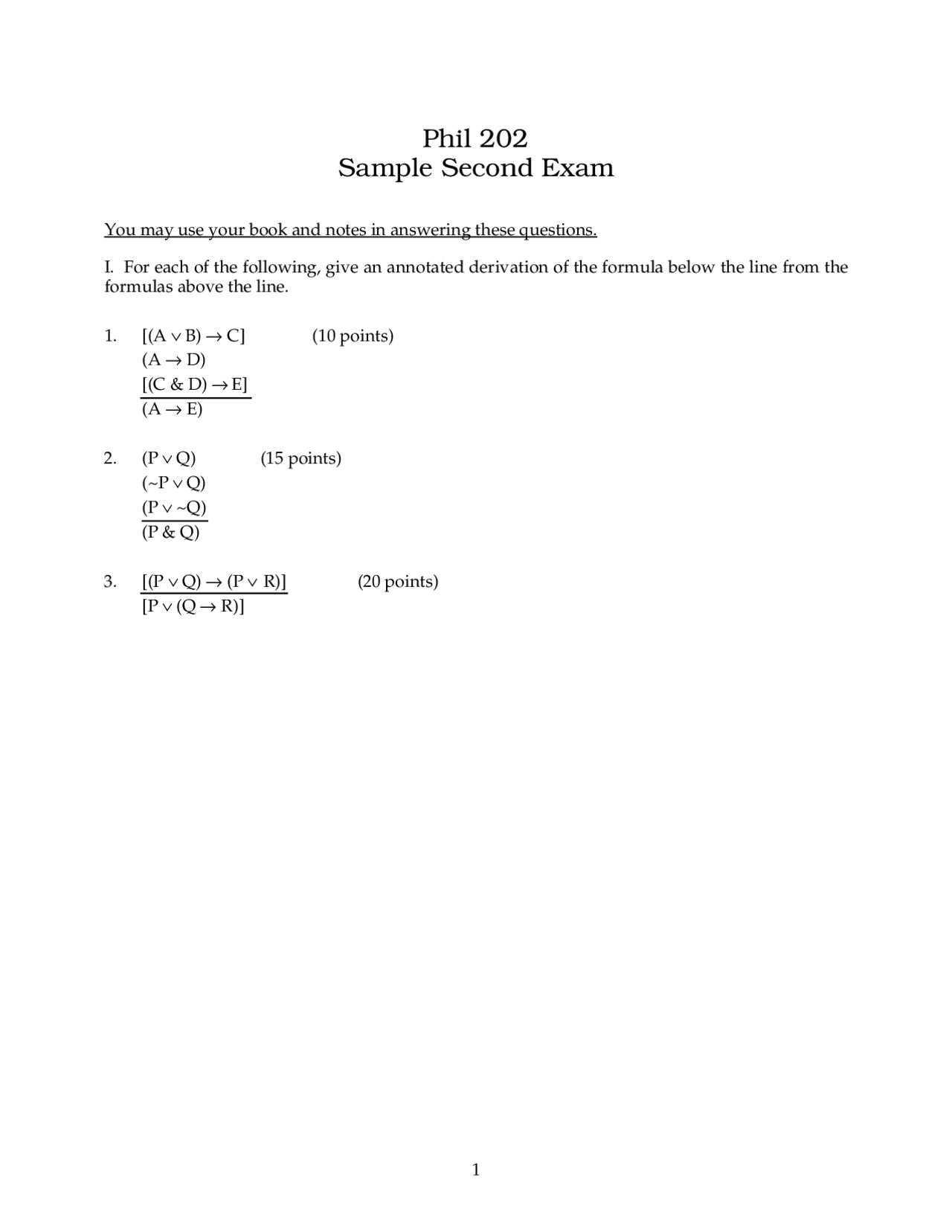 Questions With Solutions On Introduction To Symbolic Logic Exam