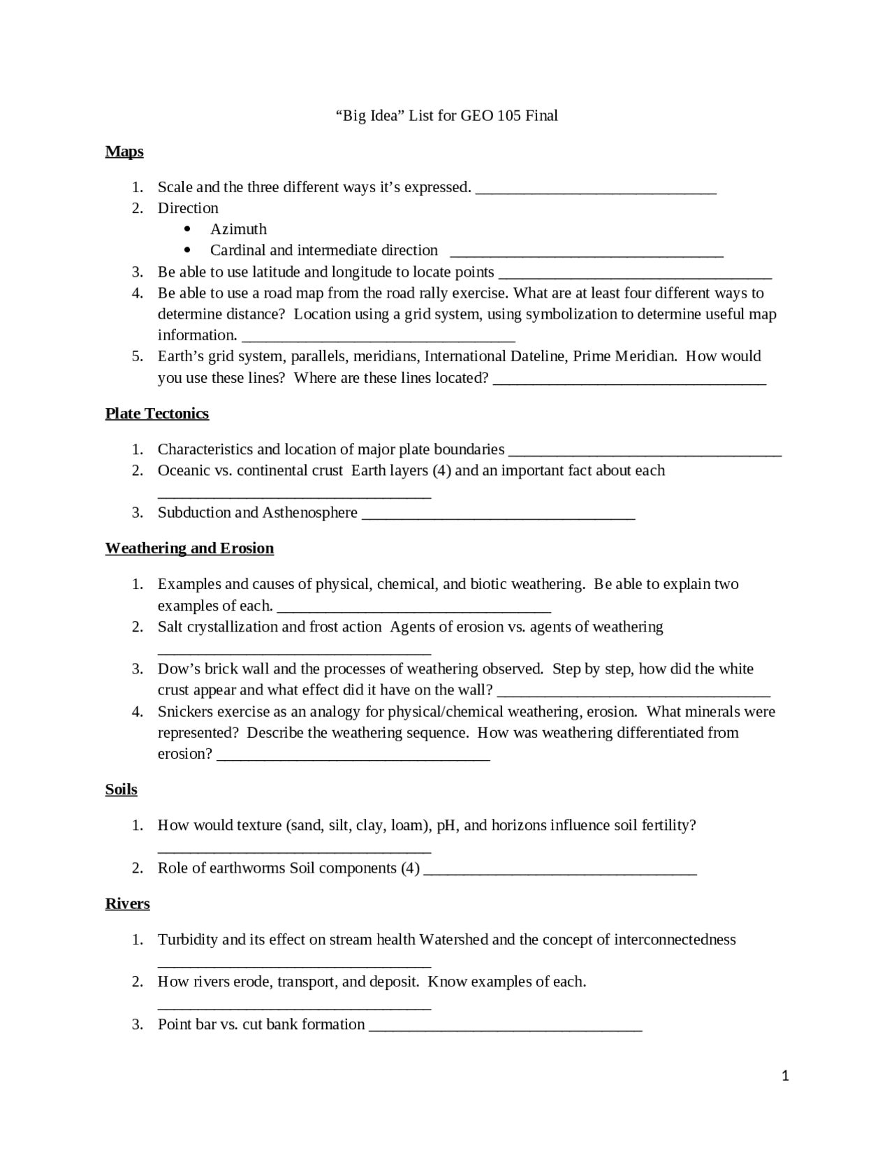 Maps, Plate Tectonics, Weathering and Erosion - Physical Geography ...