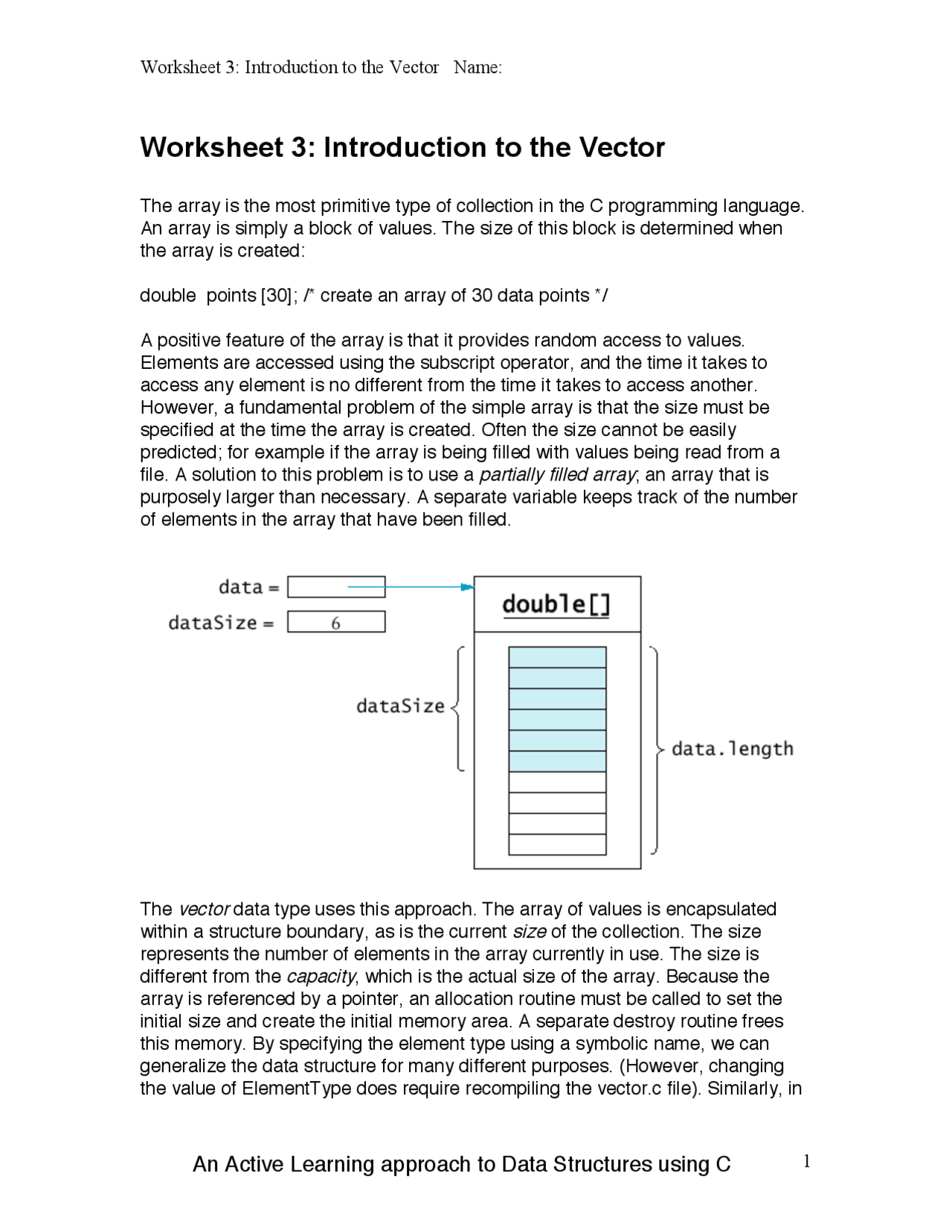Introduction to the Vector - Worksheet 3 | CS 261 | Assignments Data Structures and Algorithms ...
