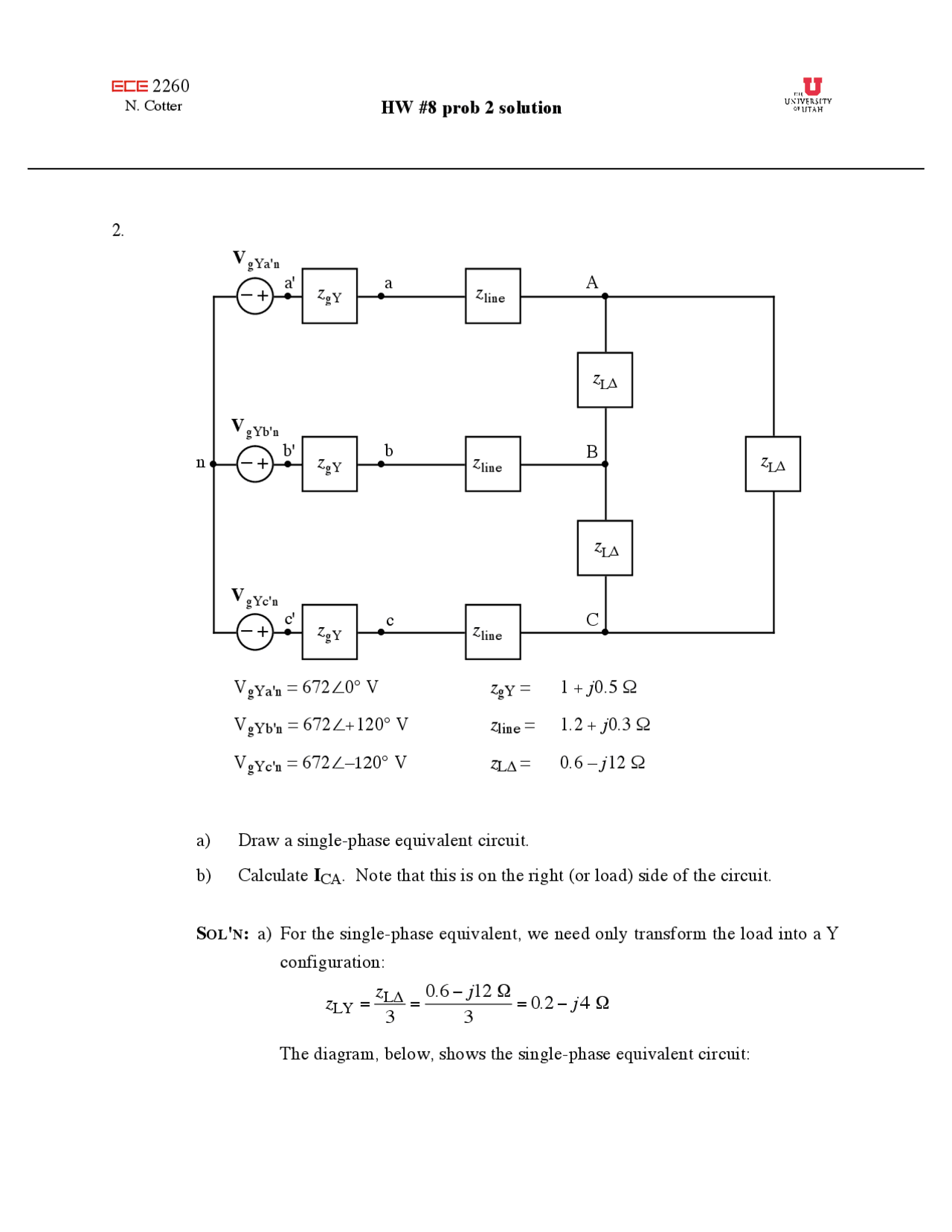 Solved Problems on Single Phase Equivalent Circuit - Homework 8 | ECE 2260 | Assignments ...