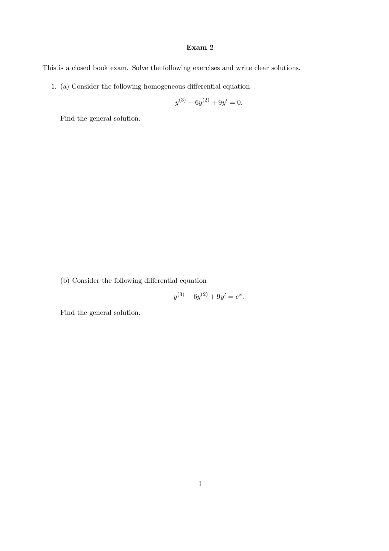Exam Ii Questions Differential Equations Math 221 Docsity