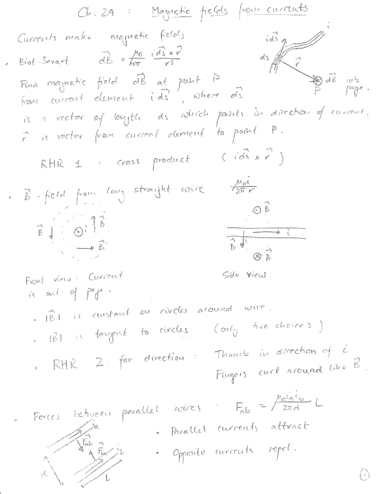 Notes On Magnetic Field From Currents Phys 2102 Docsity
