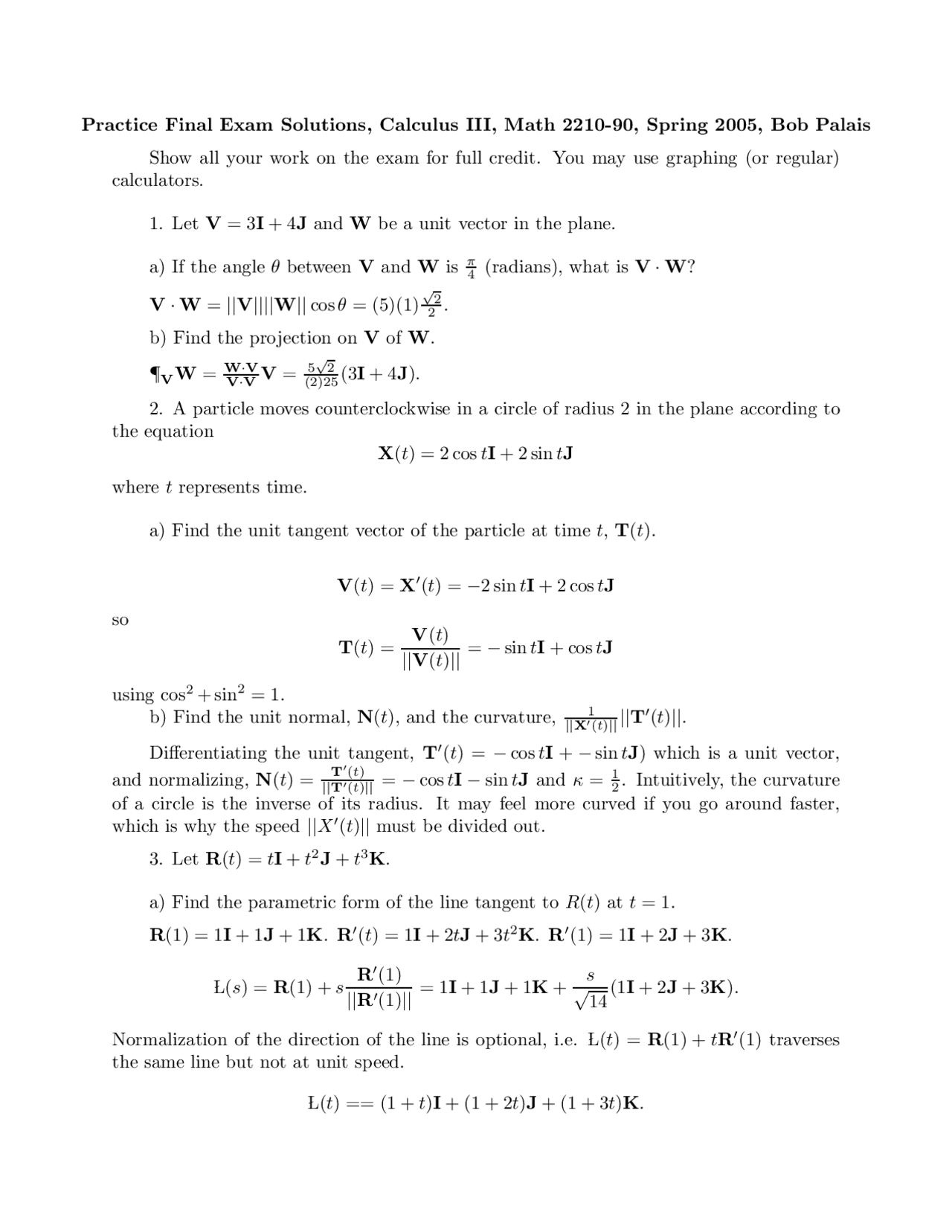 9 Solved Problems on Calculus III - Final Exam | MATH 2210 - Docsity 9 Solved Problems on Calculus III - Final Exam | MATH 2210 - Docsity