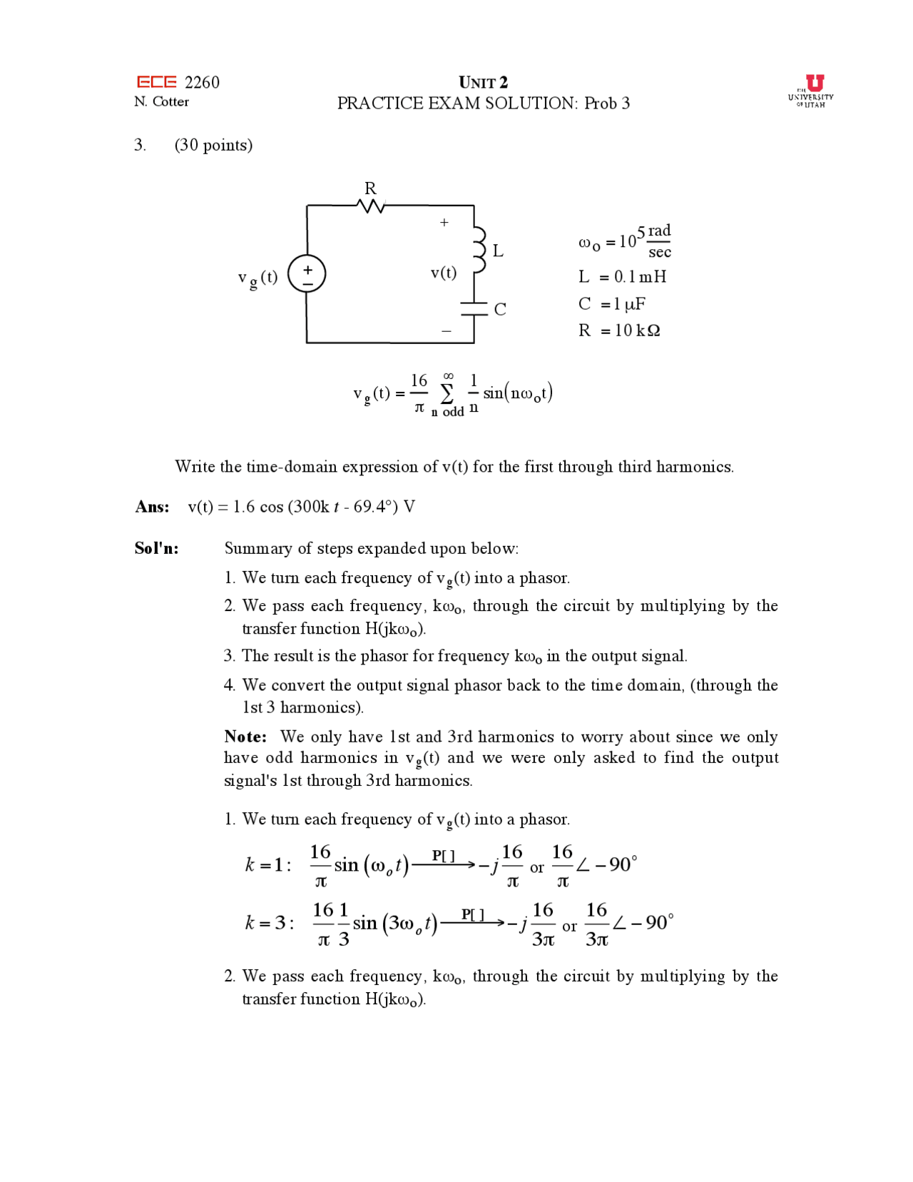 Final Exam Solution Fundamentals Of Electric Circuits Ece 2260