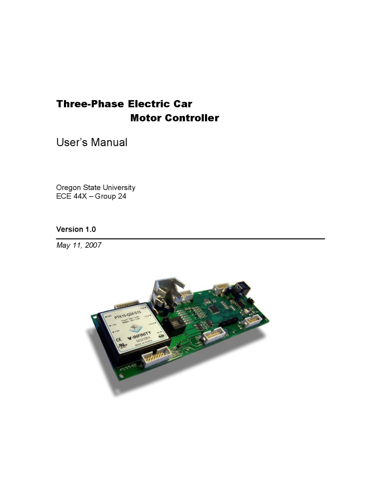 Three Phase Electric Car Motor Controller Project Work Ece 441