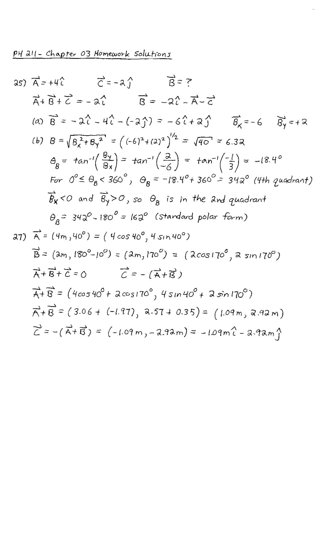 Homework 3 Solutions General Physics With Calculus Ph 211 Docsity