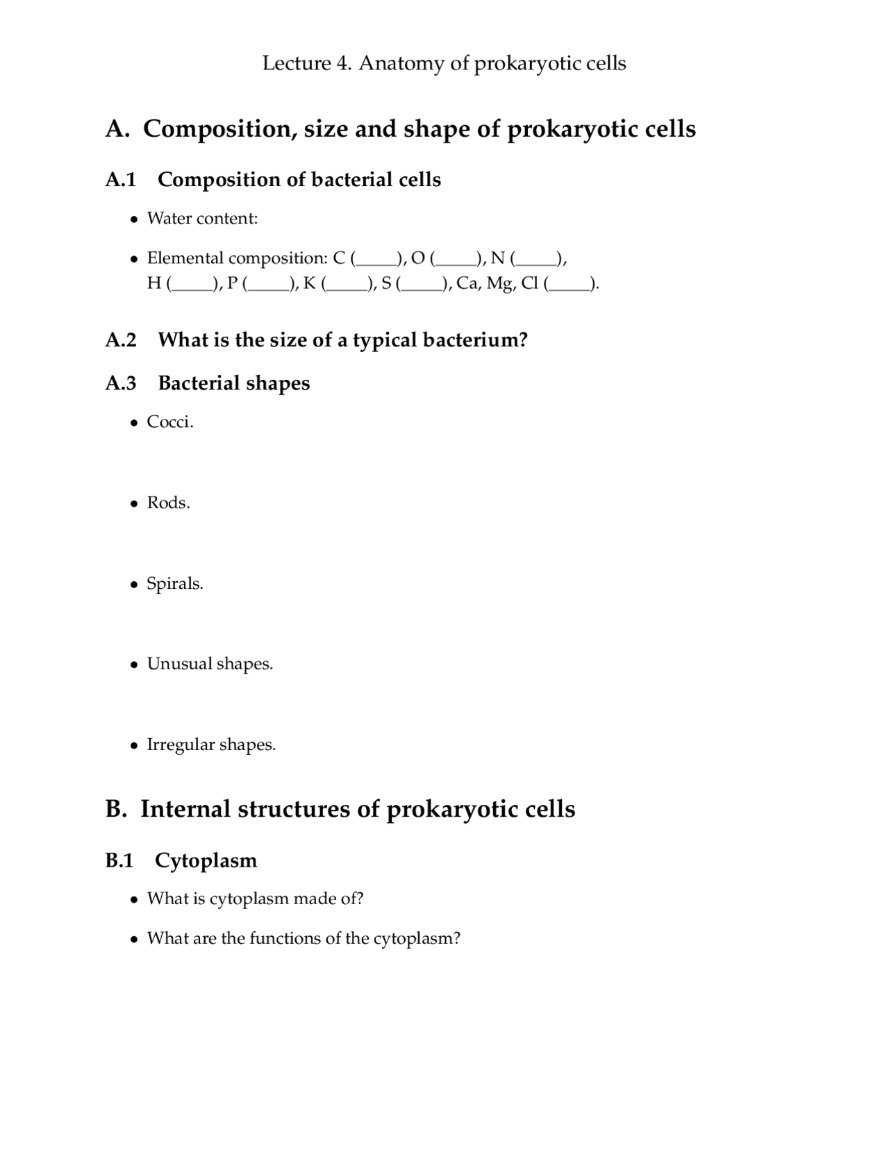 Anatomy Of Prokaryotic Cells Microbiology Bio 208 Docsity