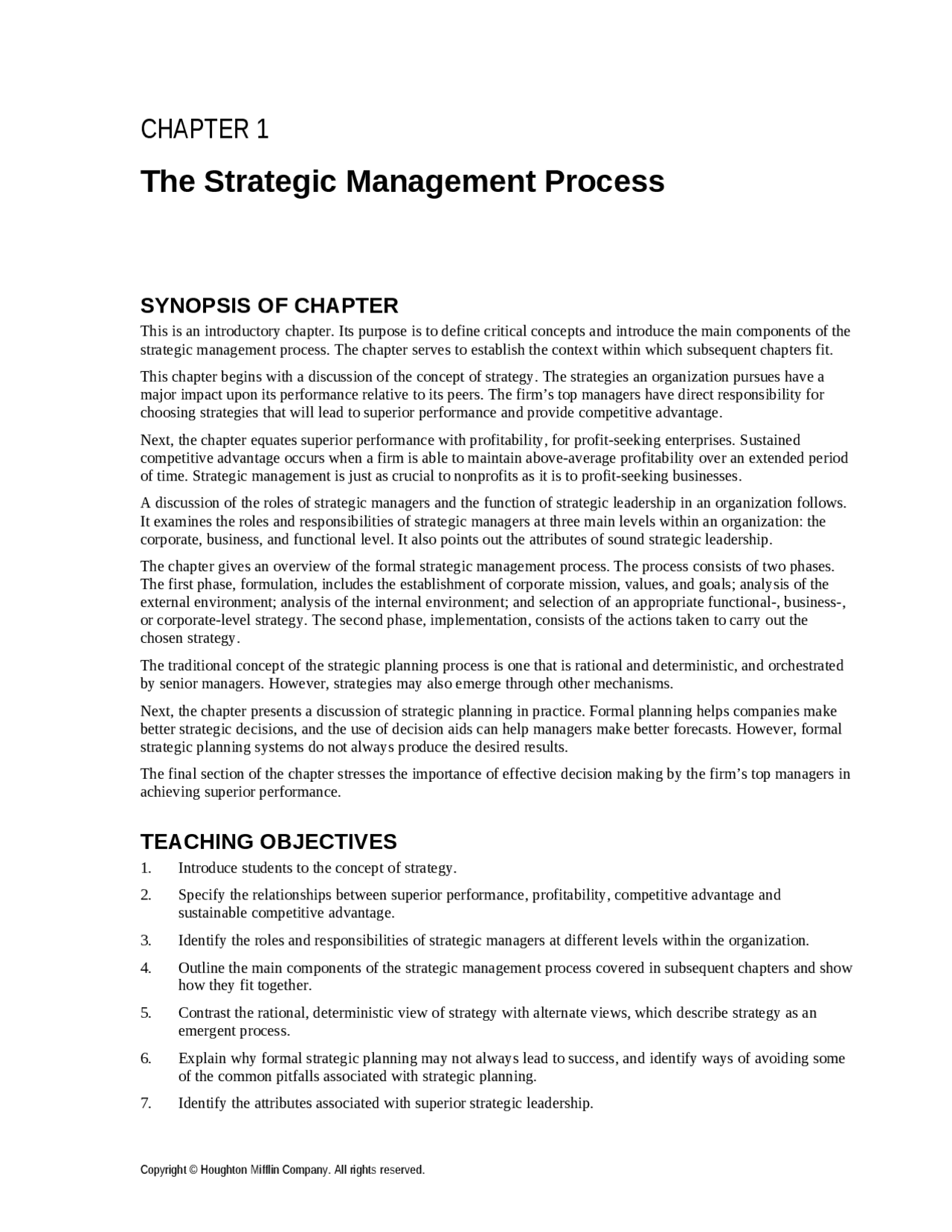 The Strategic Management Process - Lecture Notes | BA 469 - Docsity