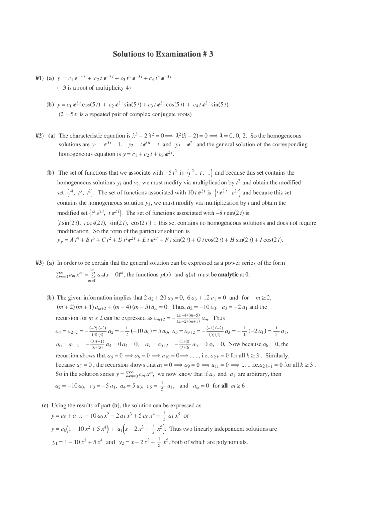 Solved Exam Iii Advanced Engineering Mathematics Math 271 Docsity